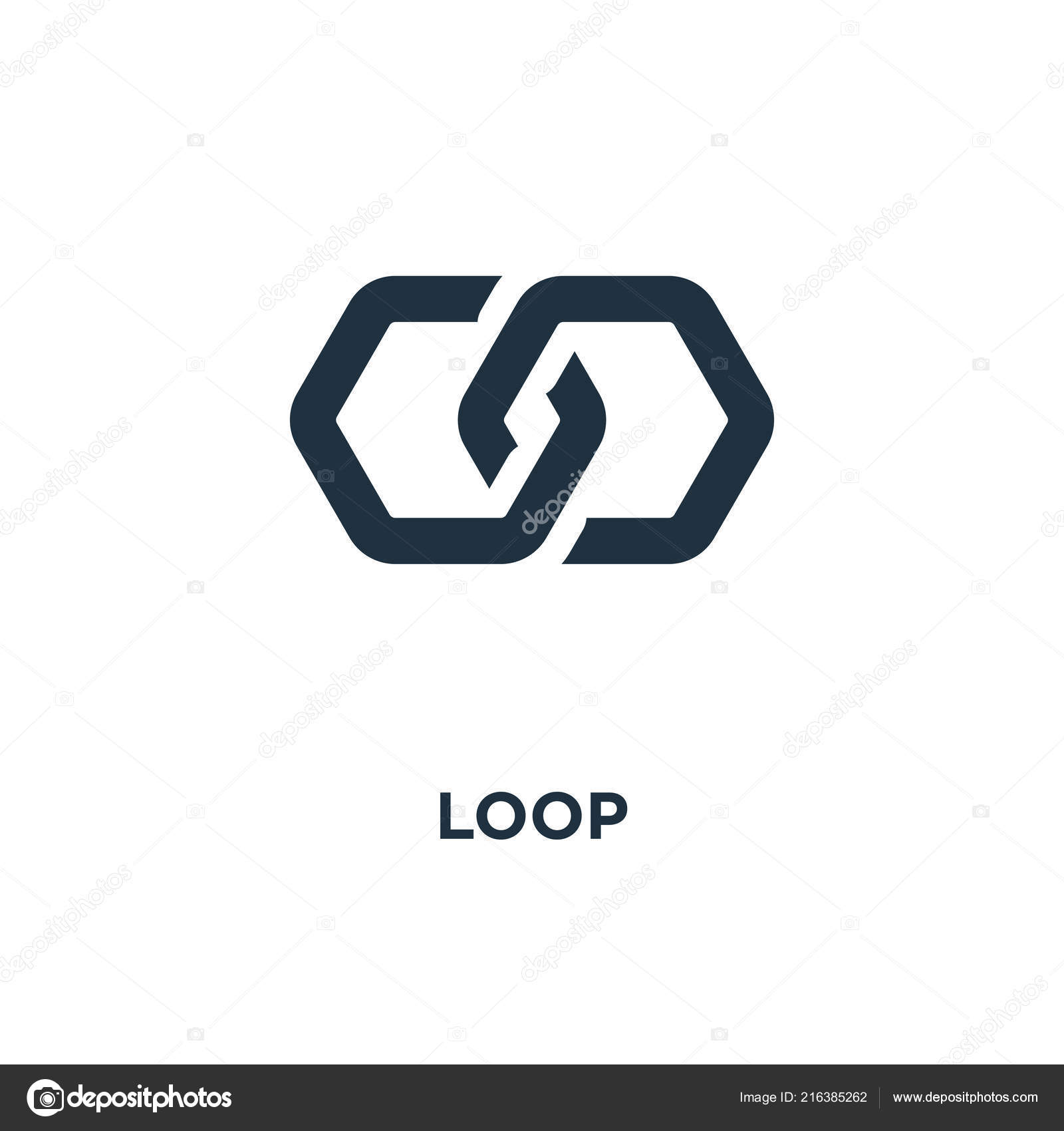 Loop Icon Black Filled Vector Illustration Loop Symbol White Background ...
