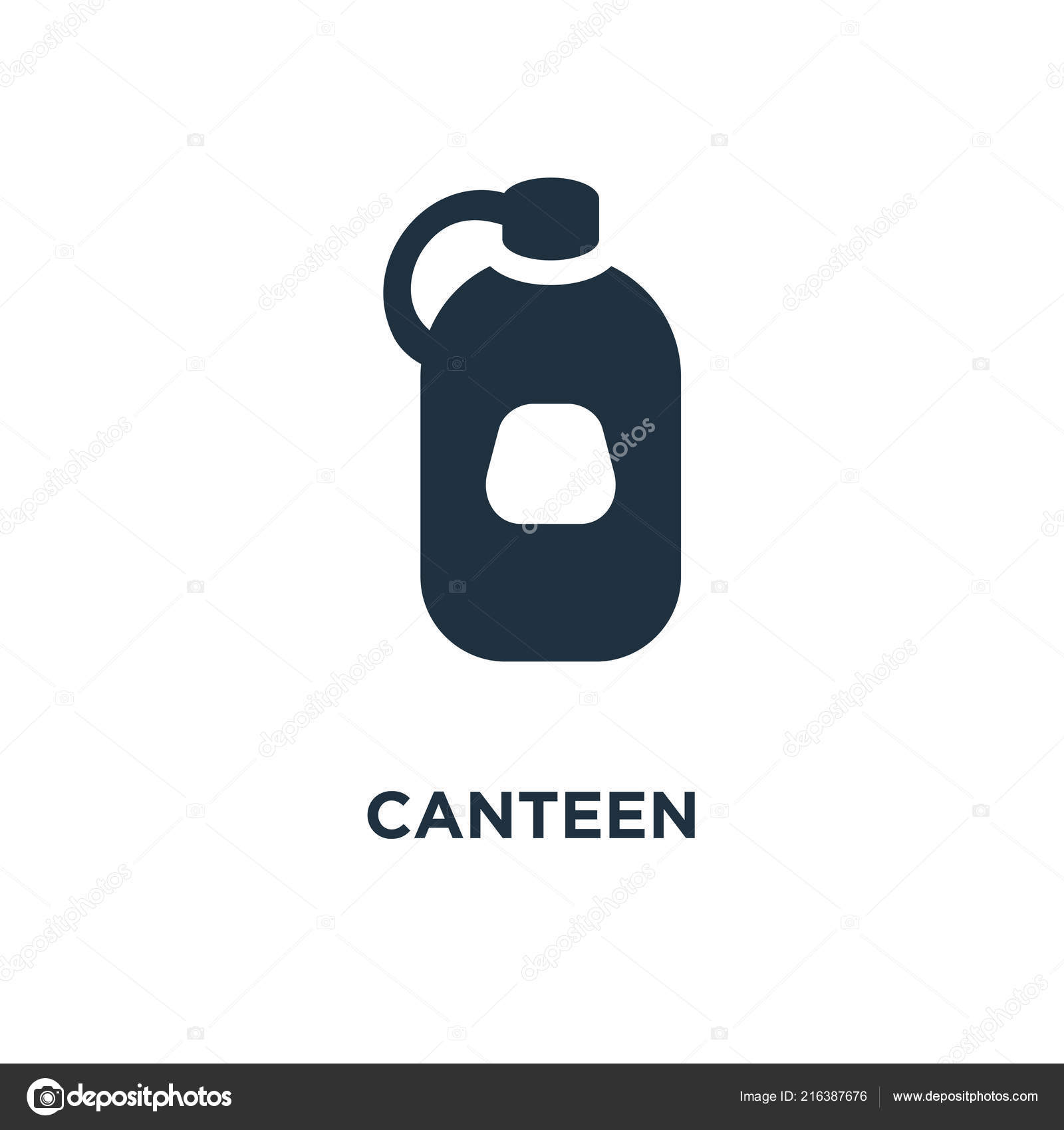 Canteen Icon Black Filled Vector Illustration Canteen Symbol White ...