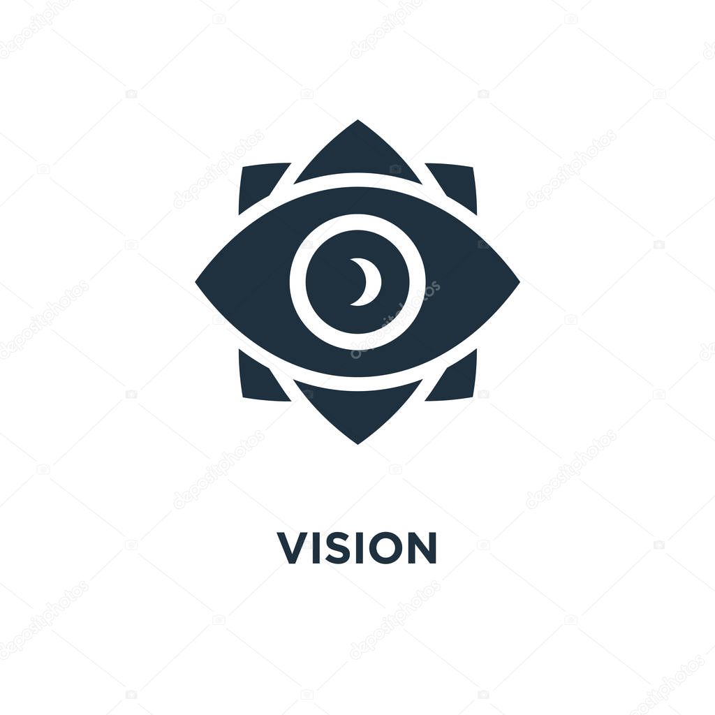 Icono de visión. Ilustración vectorial negra. Símbolo de visión sobre ...