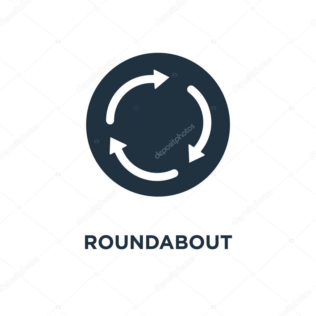 Icono de la rotonda. Ilustración vectorial negra. Símbolo de rotonda ...