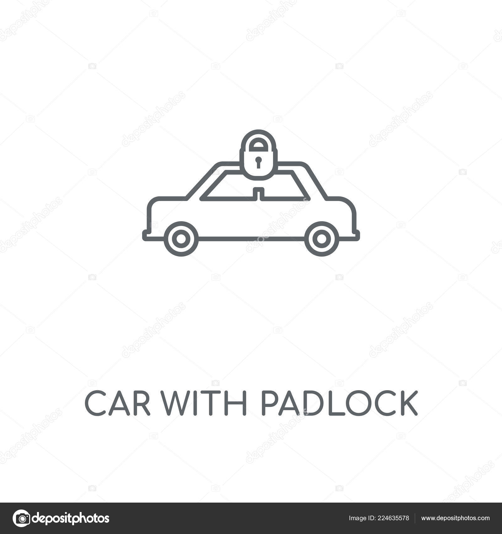 Car Padlock Linear Icon Car Padlock Concept Stroke Symbol Design Stock ...