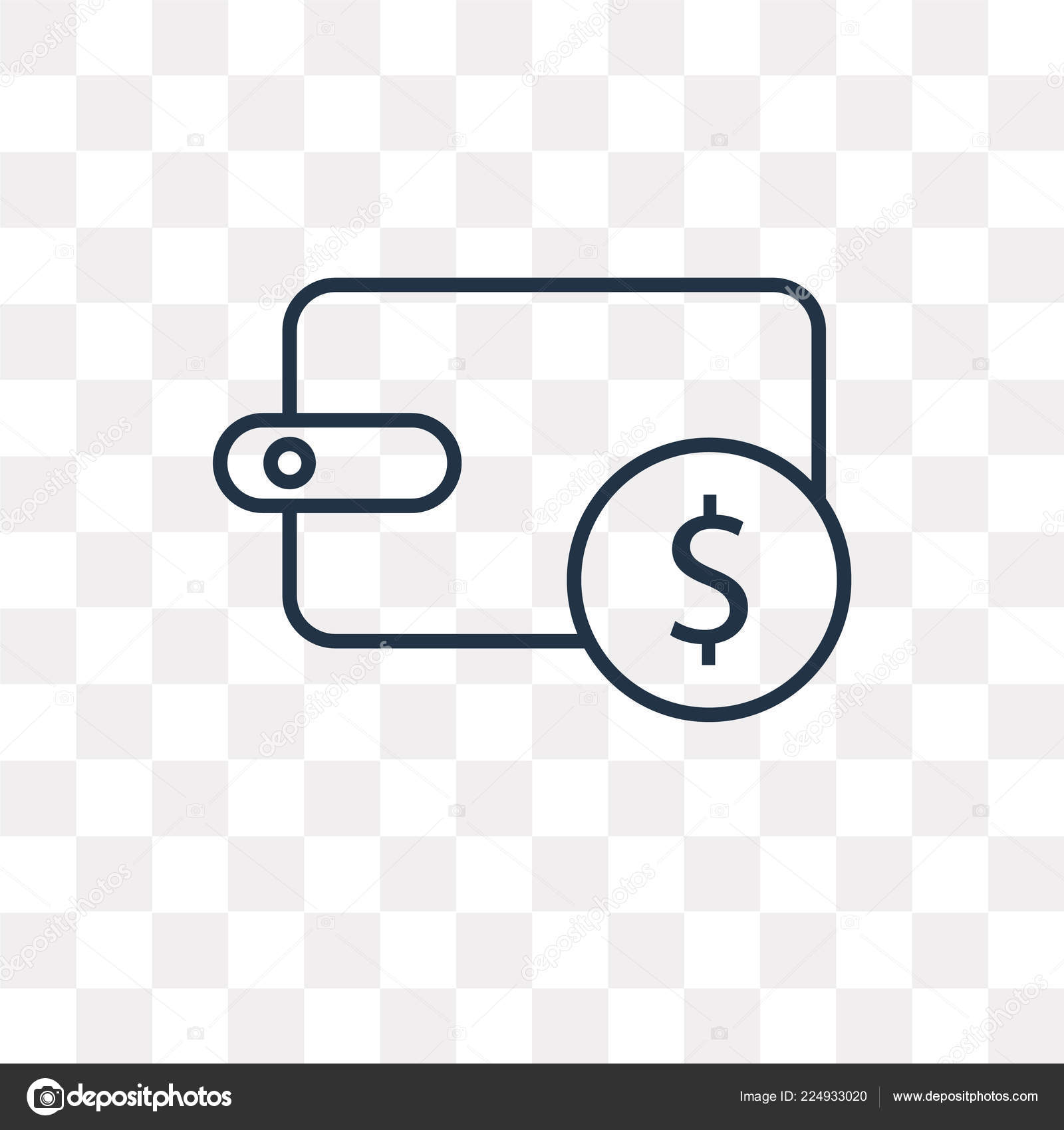 Wallet Vector Outline Icon Isolated Transparent Background High Quality ...