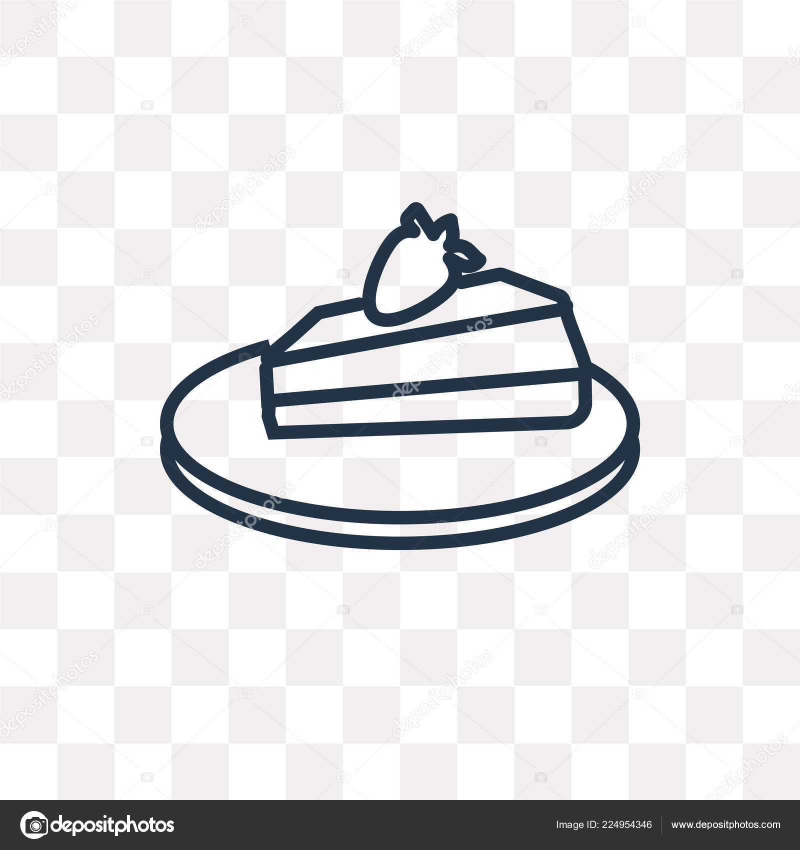 Slice Cake Vector Outline Icon Isolated Transparent Background High ...
