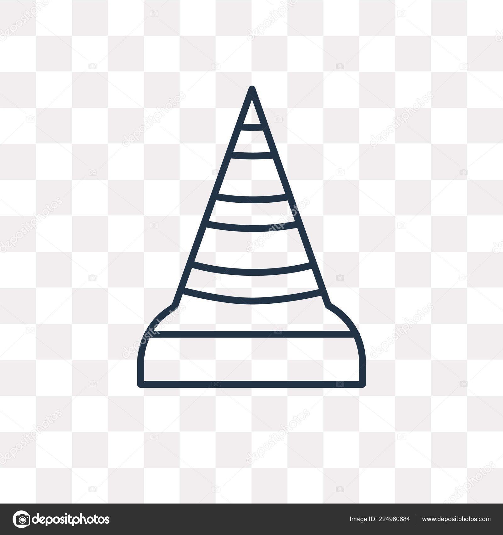 Traffic Cone Vector Outline Icon Isolated Transparent Background High ...