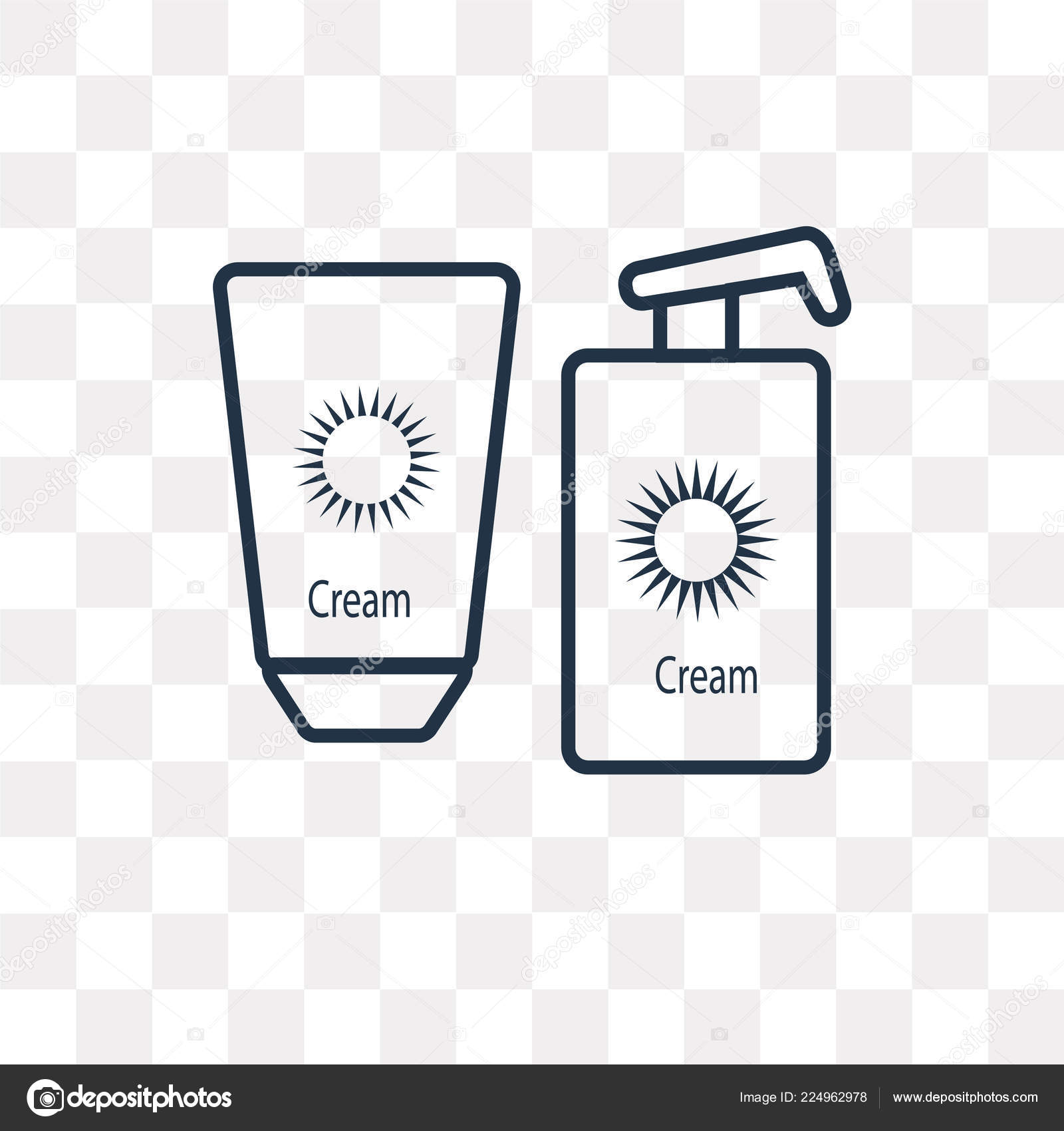 Sun Cream Vector Outline Icon Isolated Transparent Background High ...