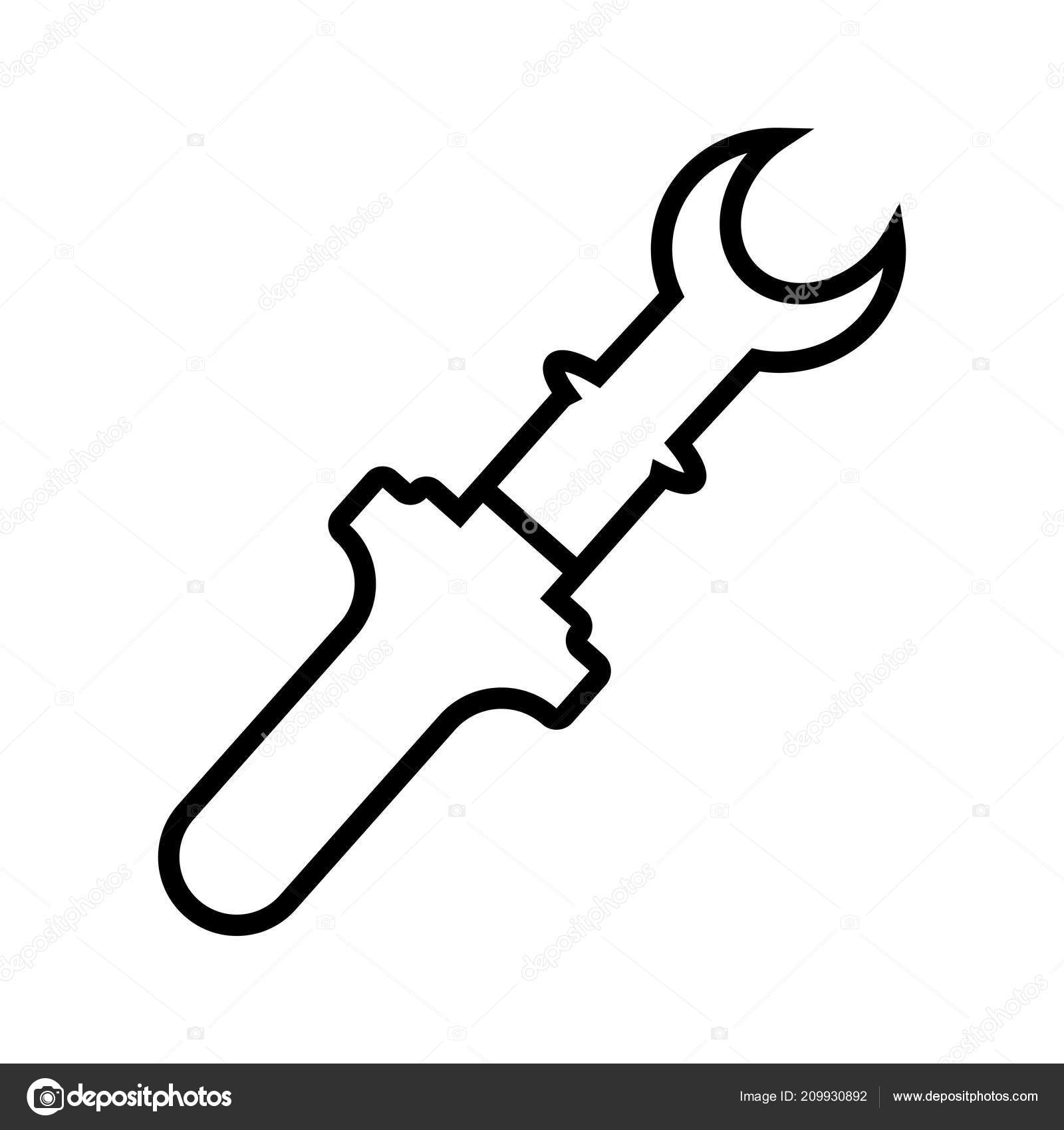 Spanner Settings Button Icon Vector Isolated White Background Your Web ...