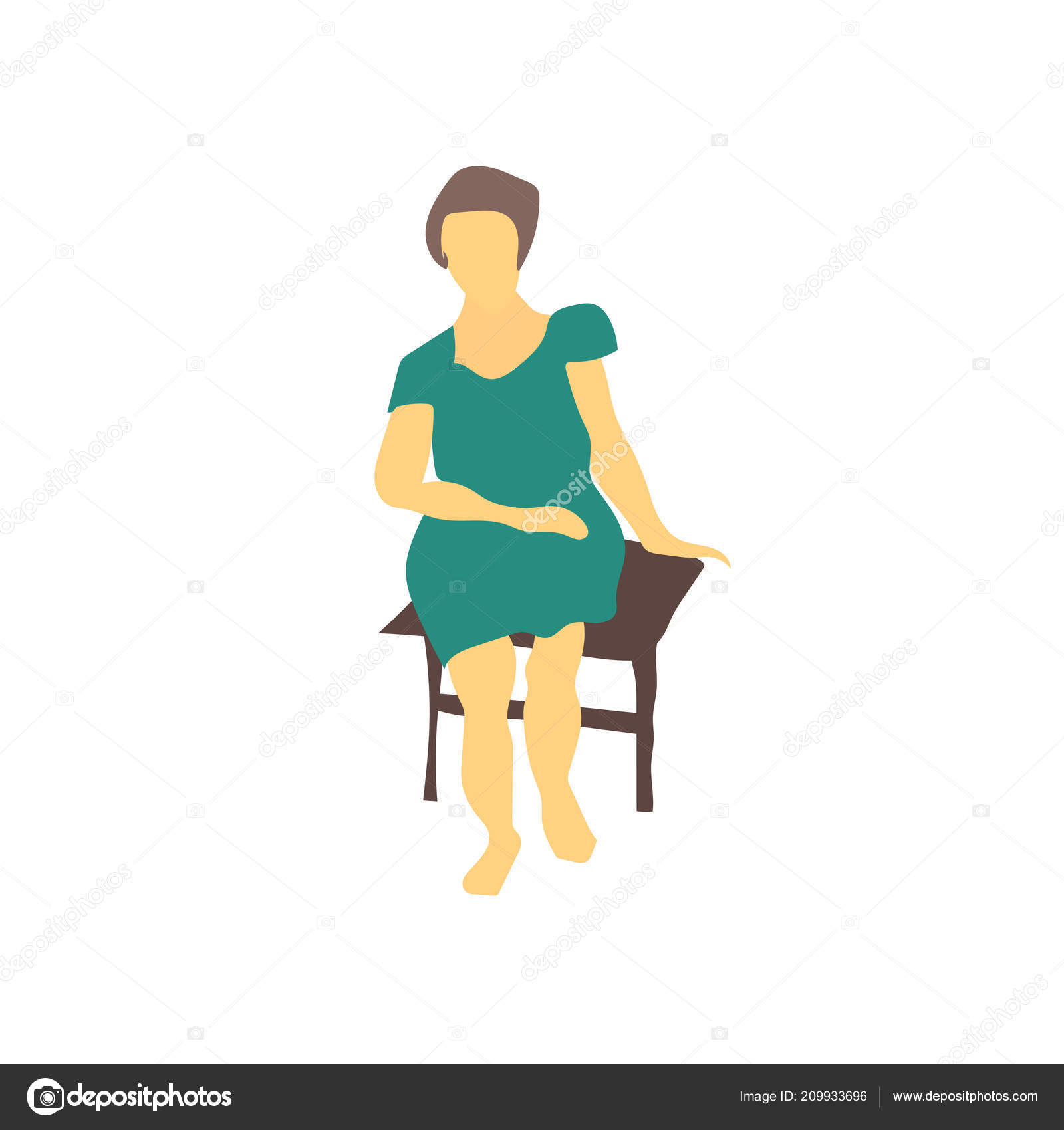 Pretty Woman Sitting Vector Vector Isolated White Background Your Web ...