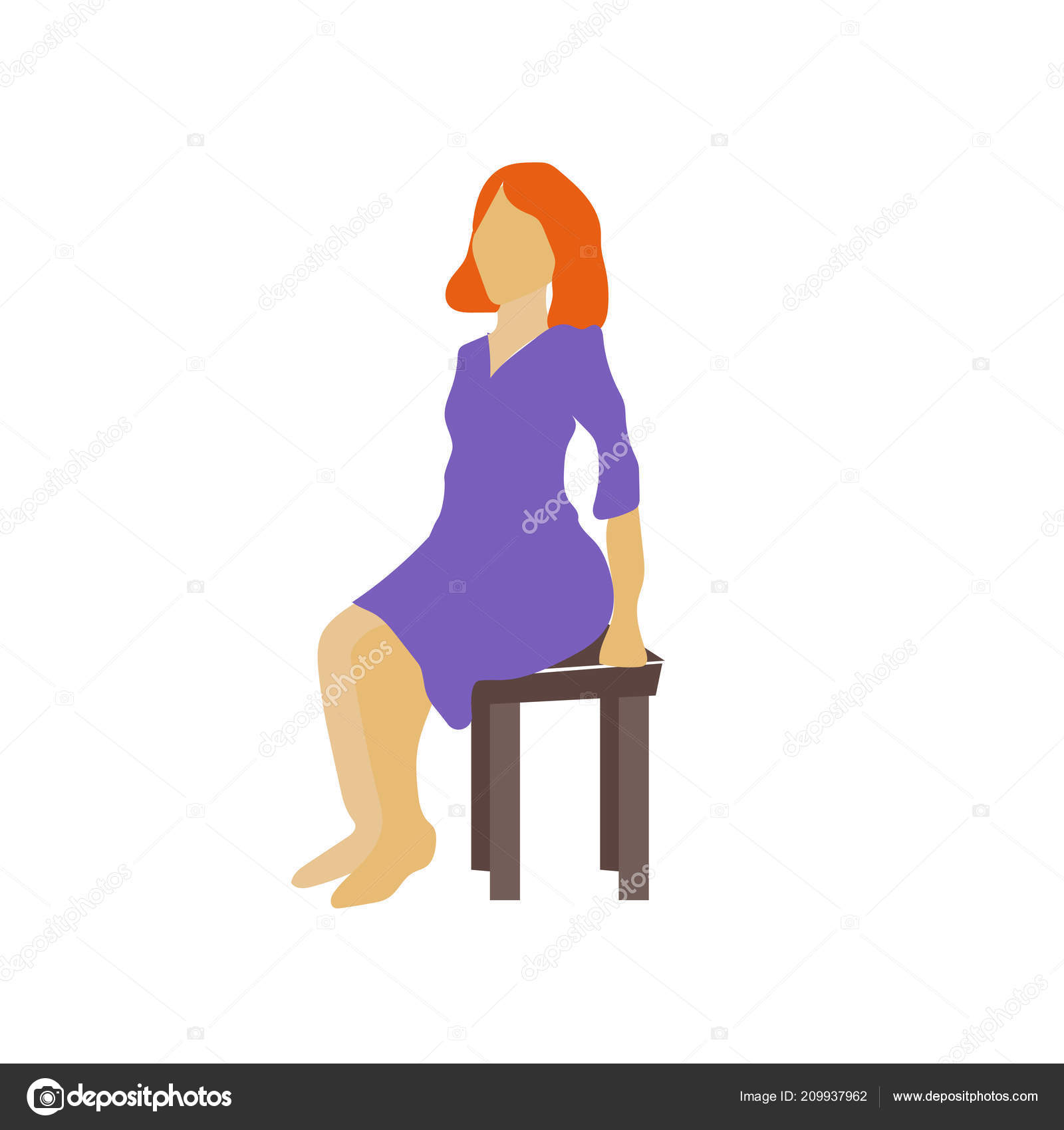 Pretty Woman Sitting Vector Vector Isolated White Background Your Web ...