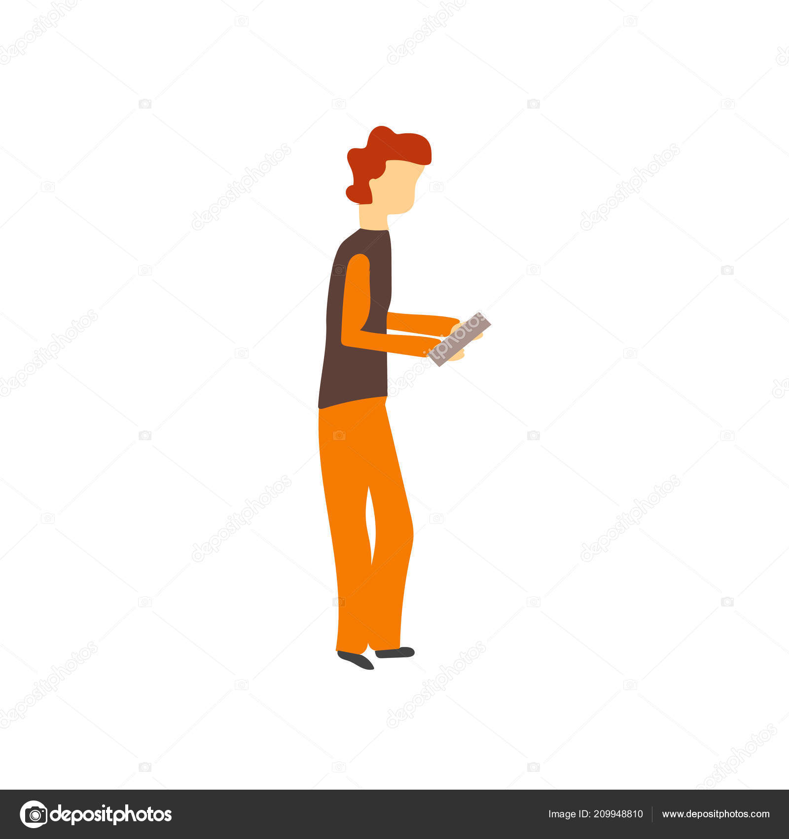Boy Playing Phone Vector Vector Isolated White Background Your Web ...