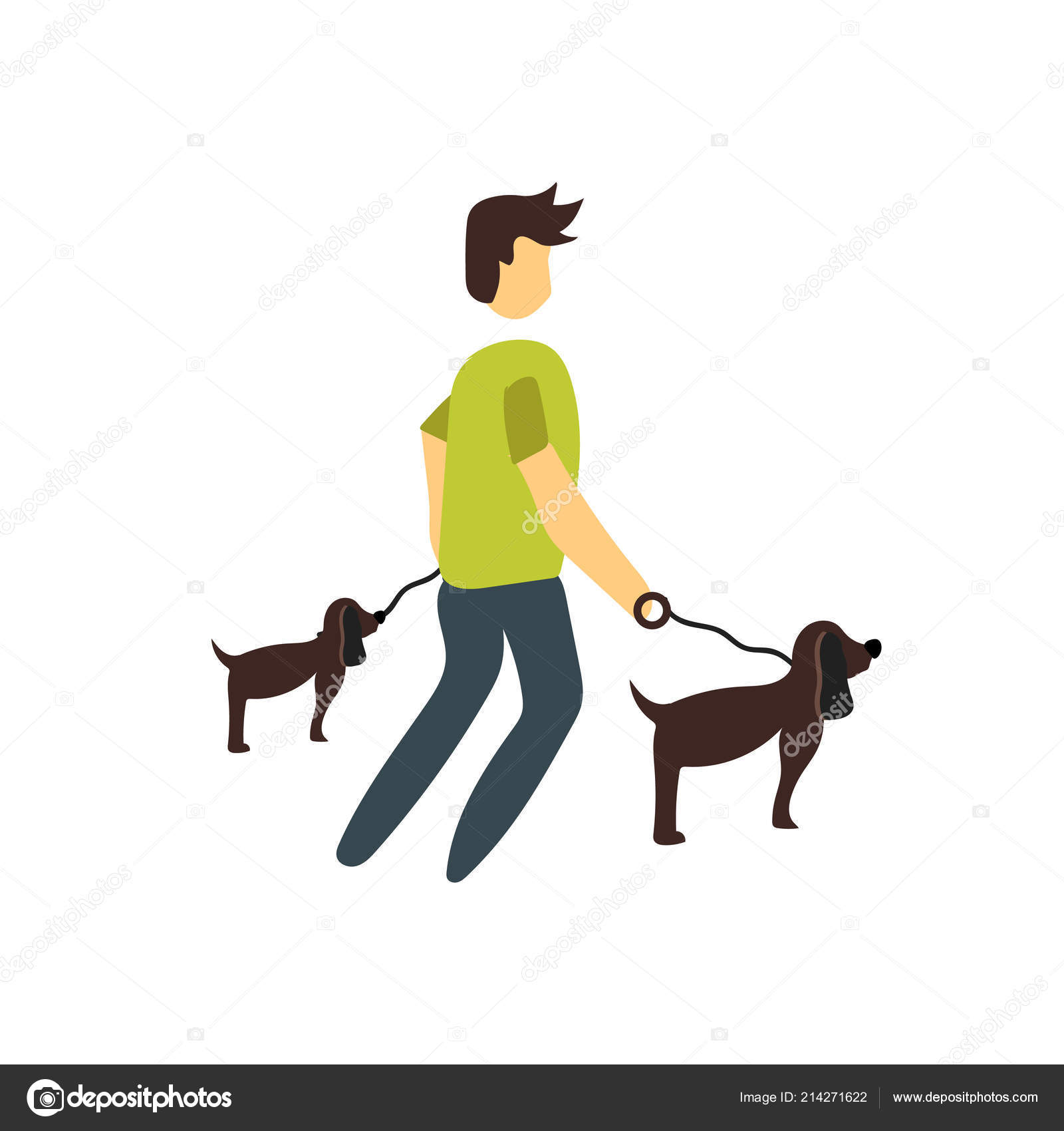Paseando el vector icono perro aislado sobre fondo blanco, Walkin ...