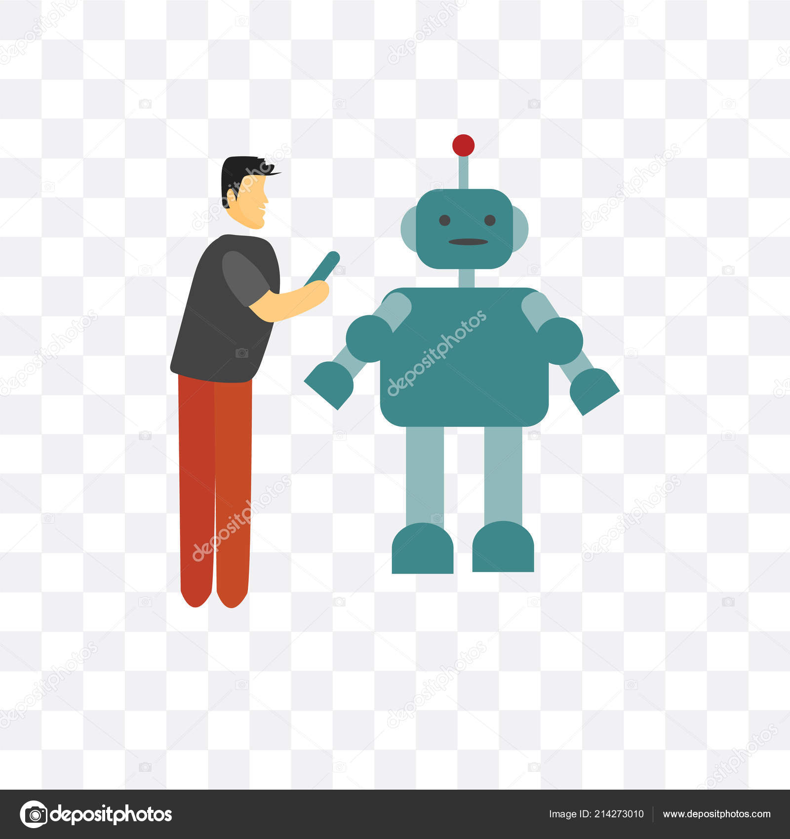 Robot icono del vector aislado sobre fondo transparente, logotipo de ...