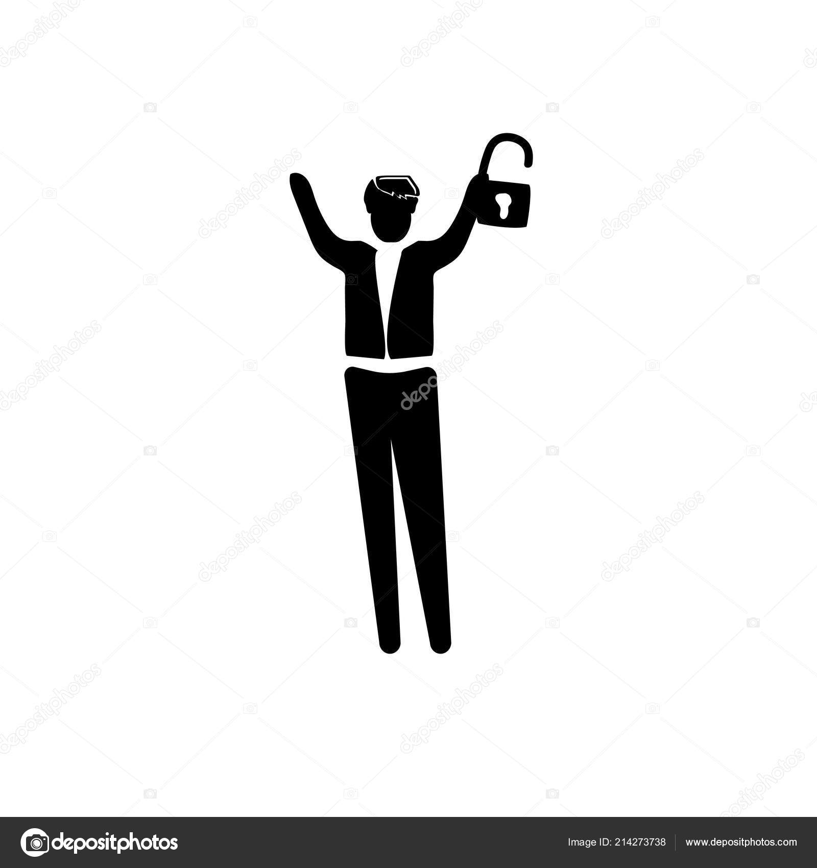 Man with Open Lock icon vector isolated on white background, Man Stock ...