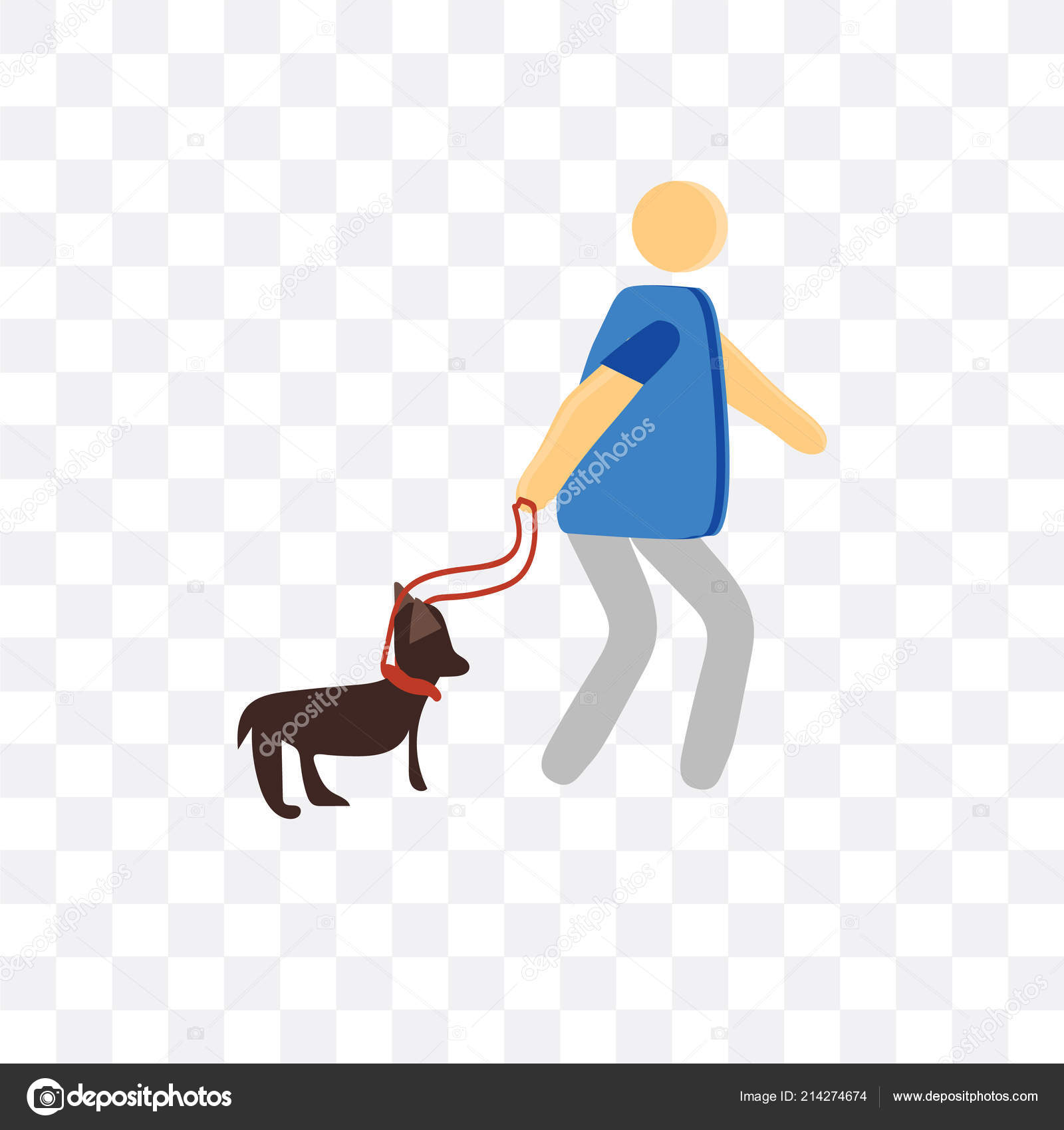 Walking the dog vector icon isolated on transparent background, Stock ...