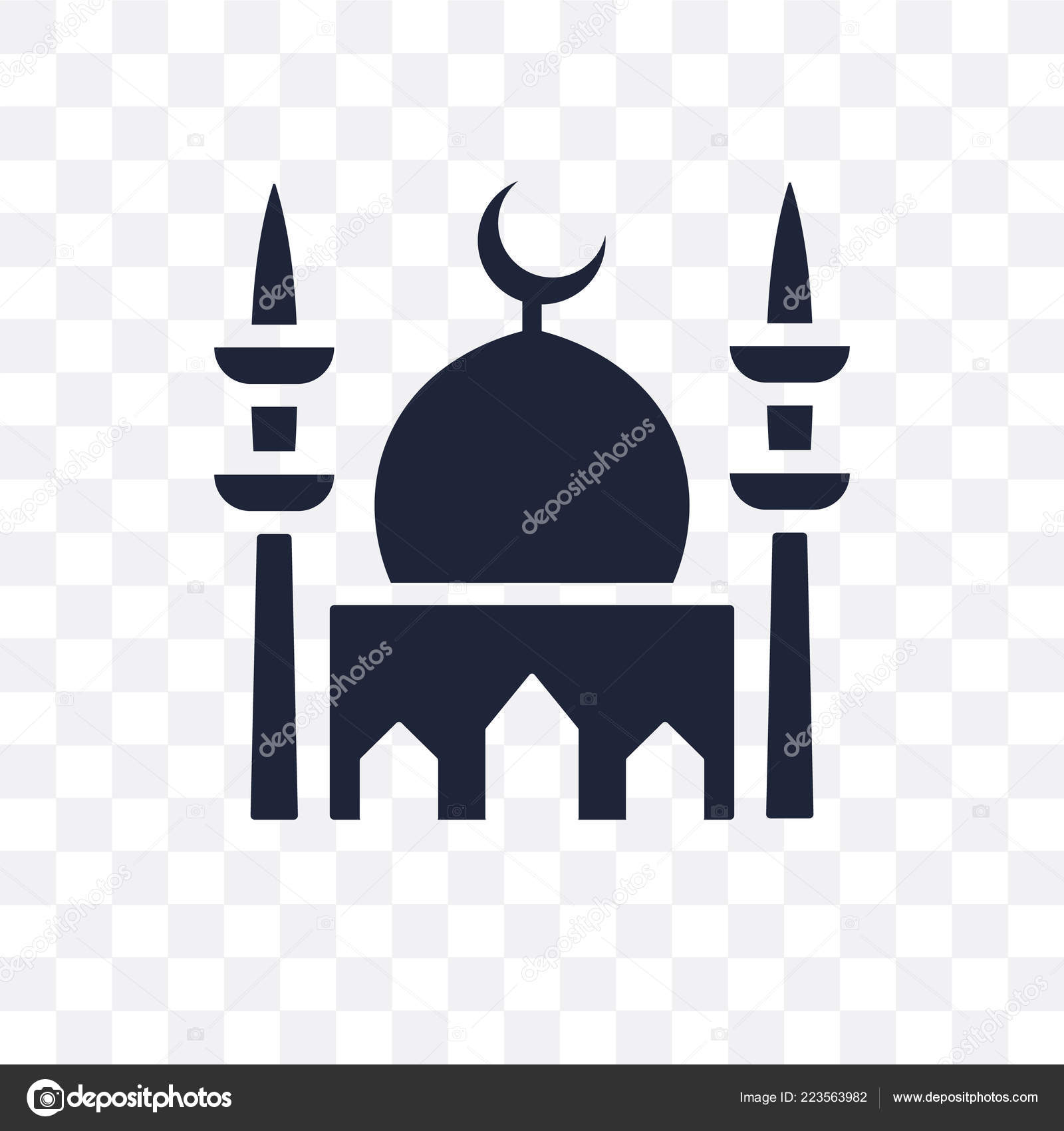 Moschee Symbol Mosque Dome Tower Crescent Night Silhouette PNG & SVG