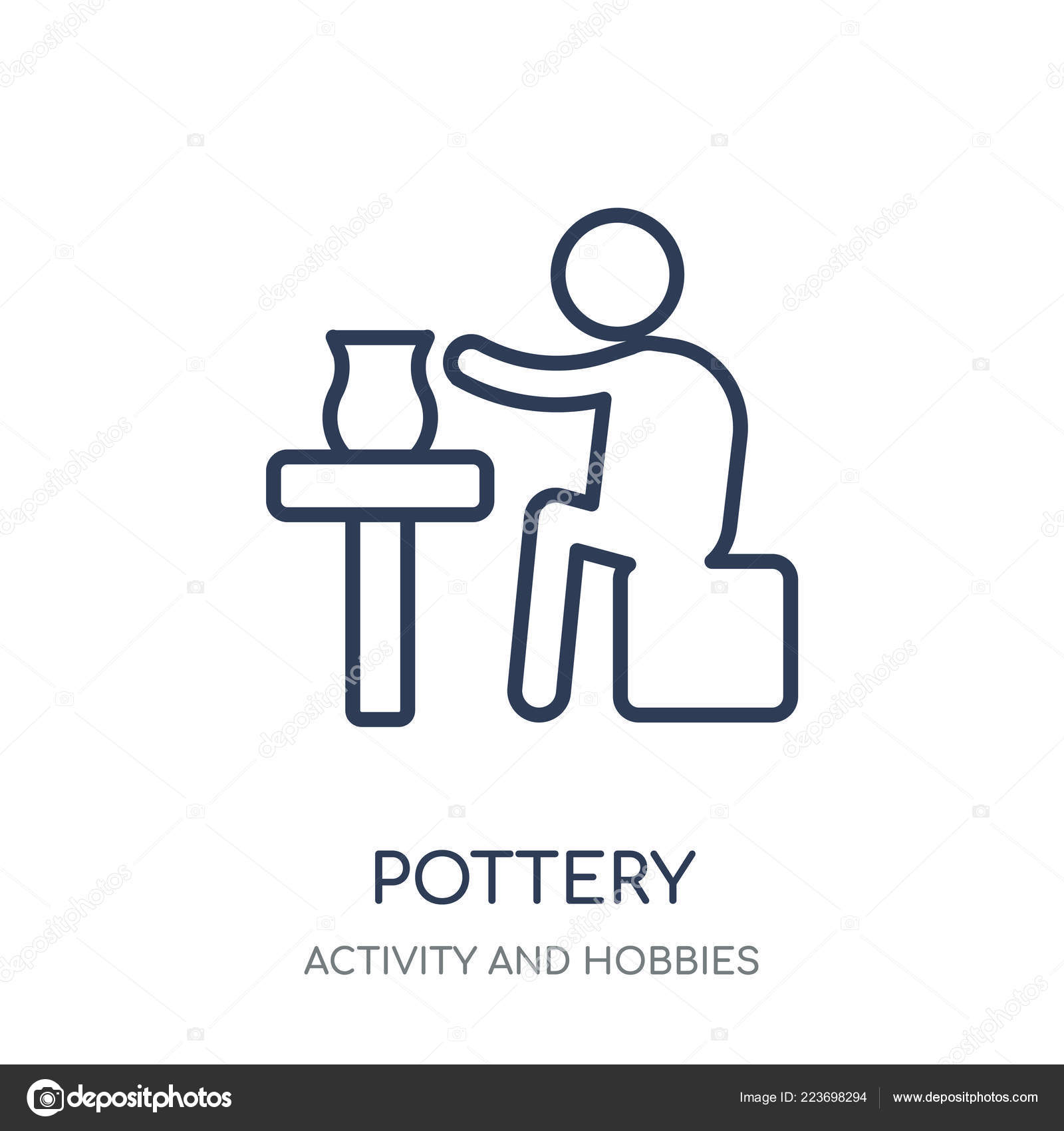 Pottery Icon Pottery Linear Symbol Design Activity Hobbies Collection ...