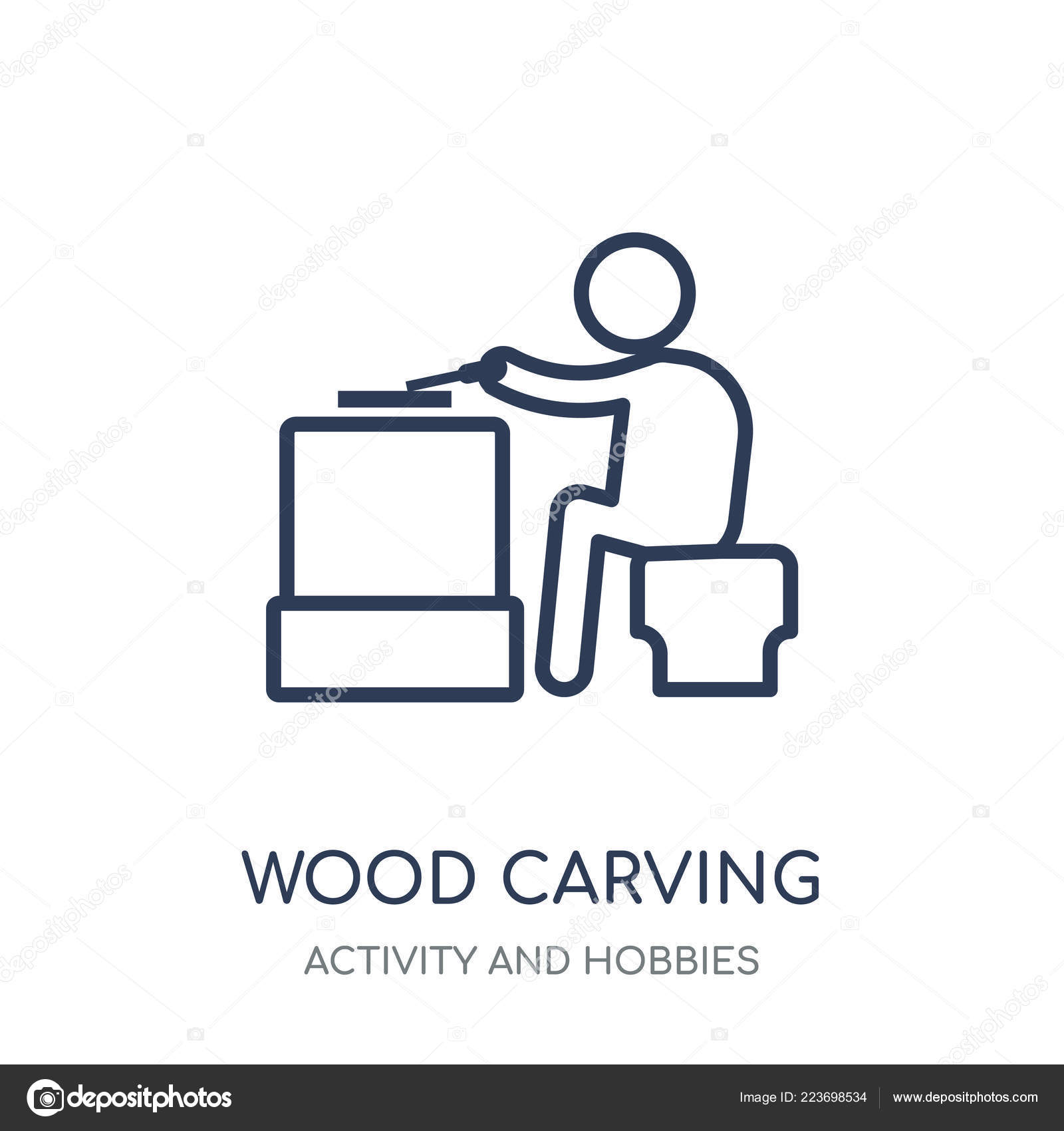 Wood Carving Icon Wood Carving Linear Symbol Design Activity Hobbies ...