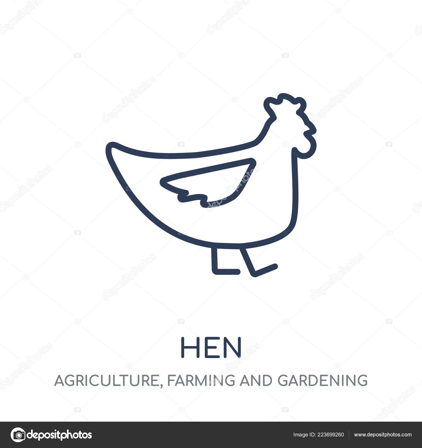 Hen Icon Hen Linear Symbol Design Agriculture Farming Gardening ...