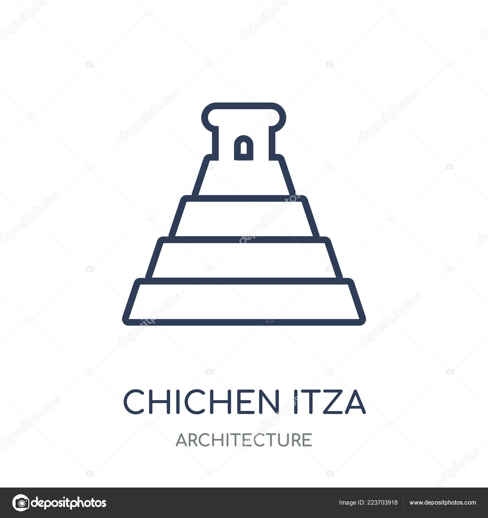 Chichen Itza Icon Chichen Itza Linear Symbol Design Architecture ...