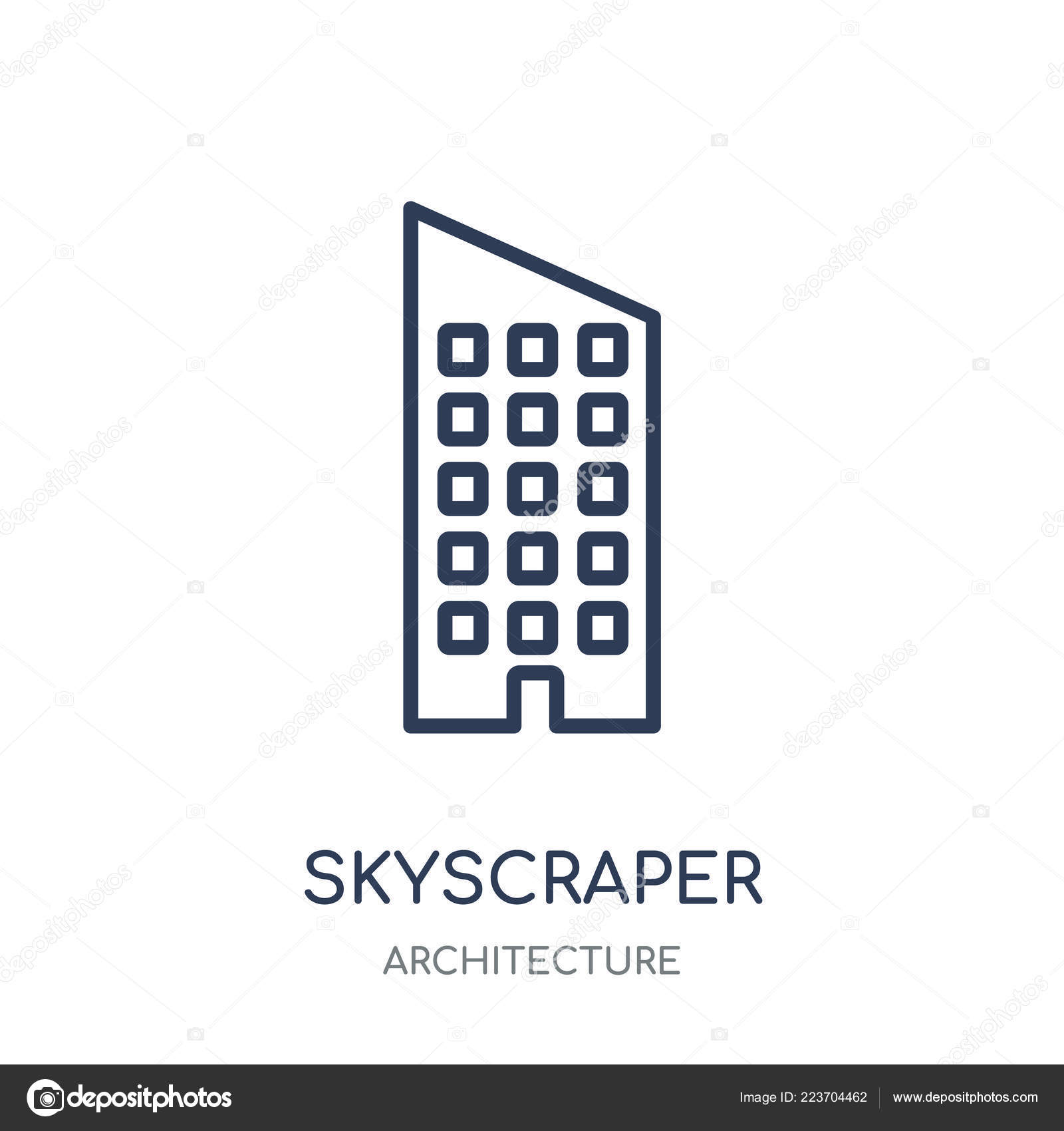 Icono Rascacielos Diseño Símbolo Lineal Rascacielos Colección Architecture Esquema Simple Vector ...