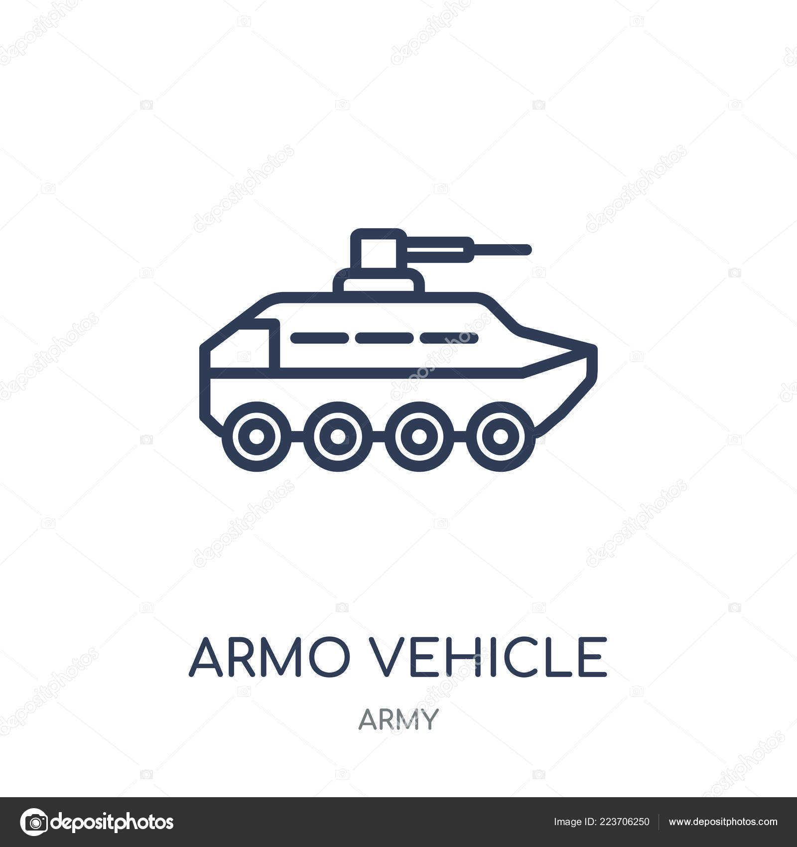 Armored Vehicle Icon Armored Vehicle Linear Symbol Design Army ...