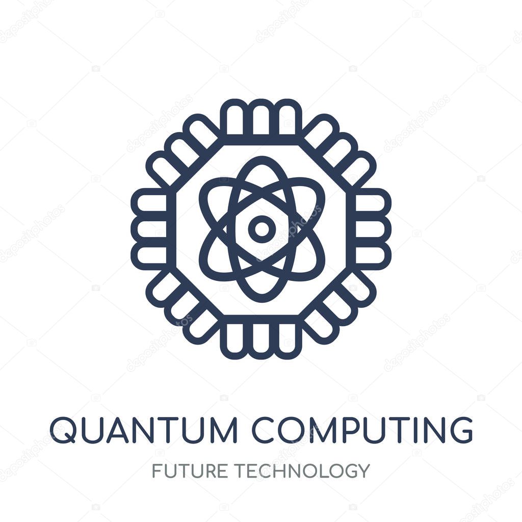 Icono de computación cuántica. Diseño de símbolos lineales de ... Icono de computación cuántica. Diseño de símbolos lineales de ...