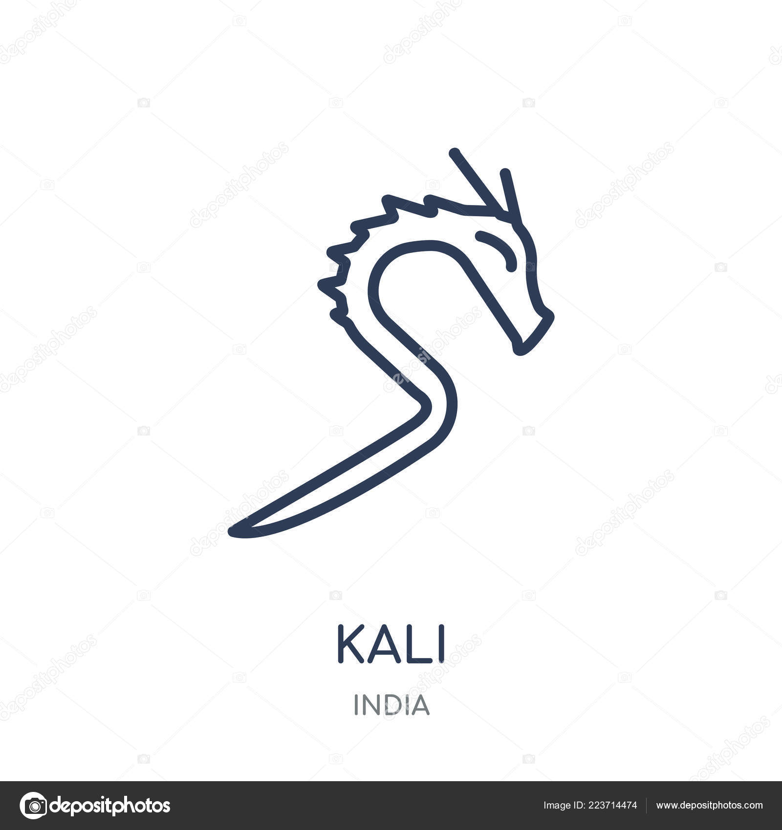 Kali Icon Kali Linear Symbol Design India Collection Simple Outline ...