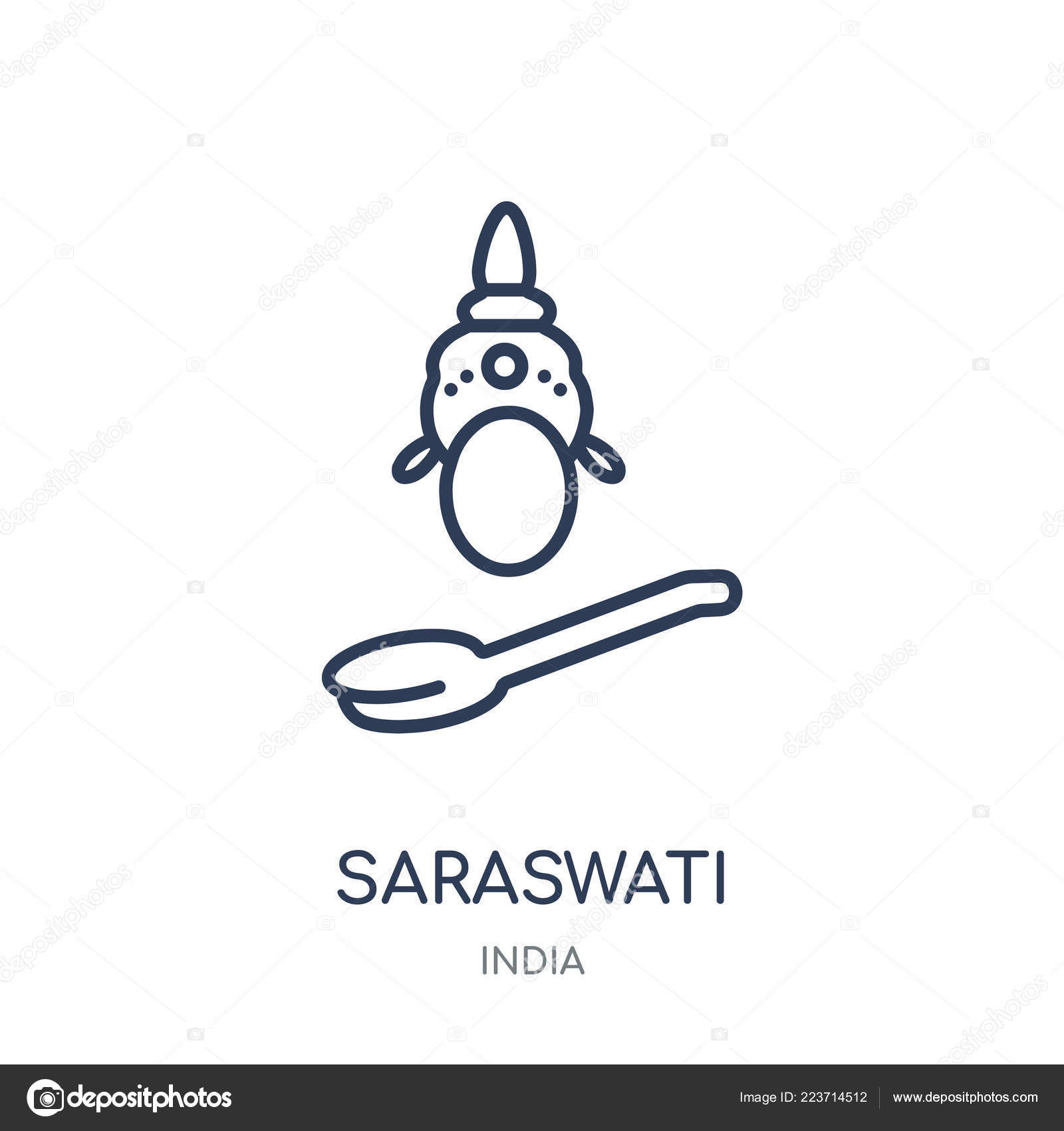 Saraswati Icon Saraswati Linear Symbol Design India Collection Simple ...