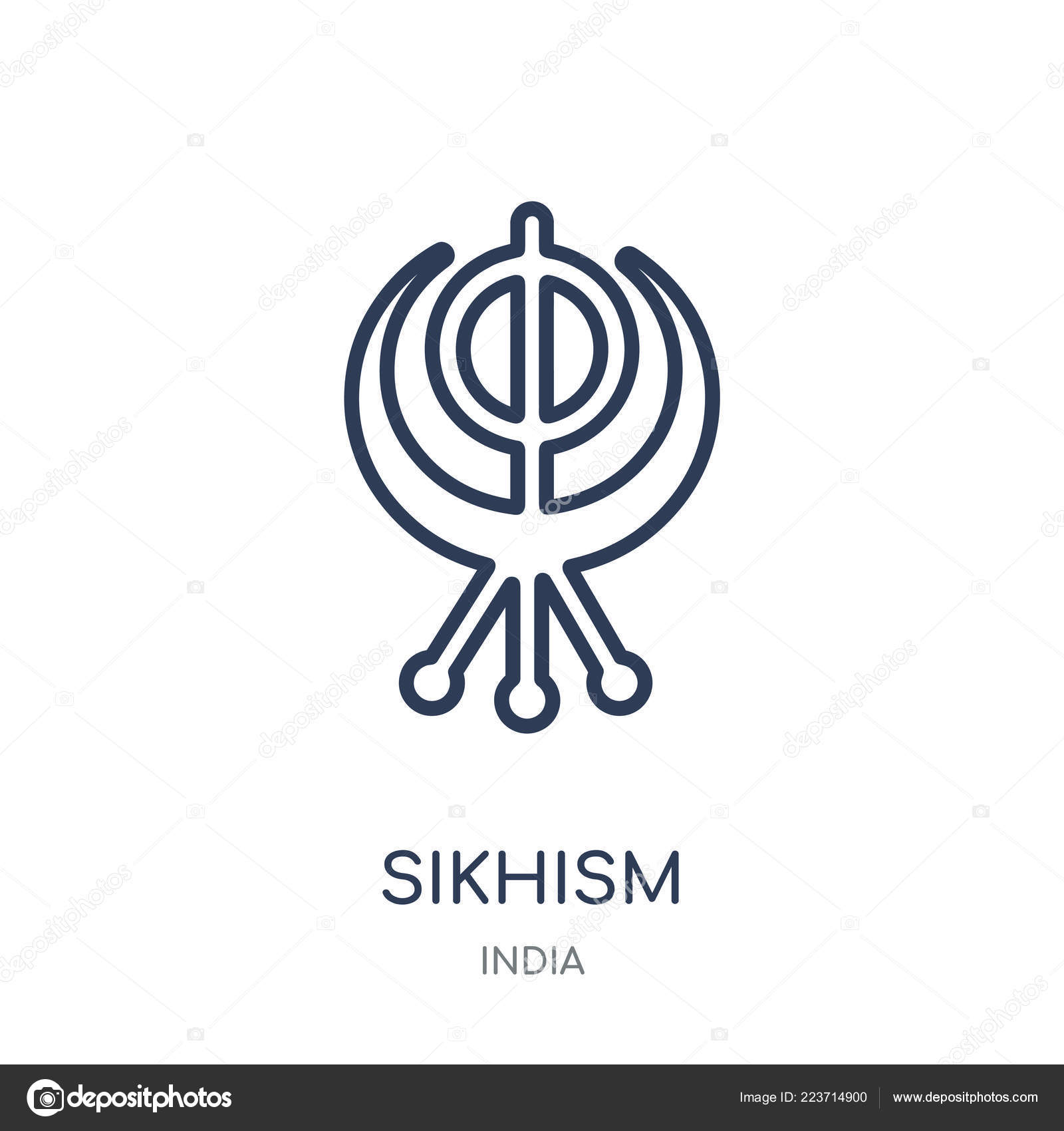 Sikhism Icon Sikhism Linear Symbol Design India Collection Simple ...