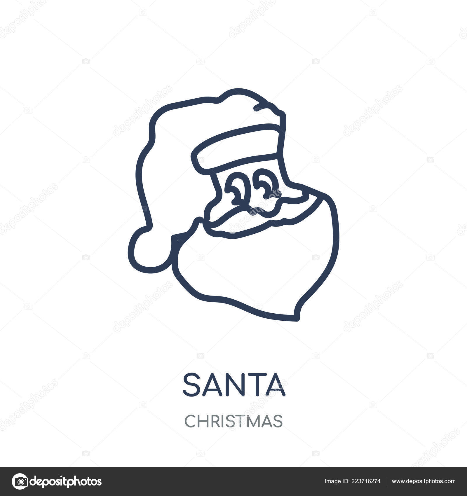 Santa Icon Santa Linear Symbol Design Christmas Collection Simple ...