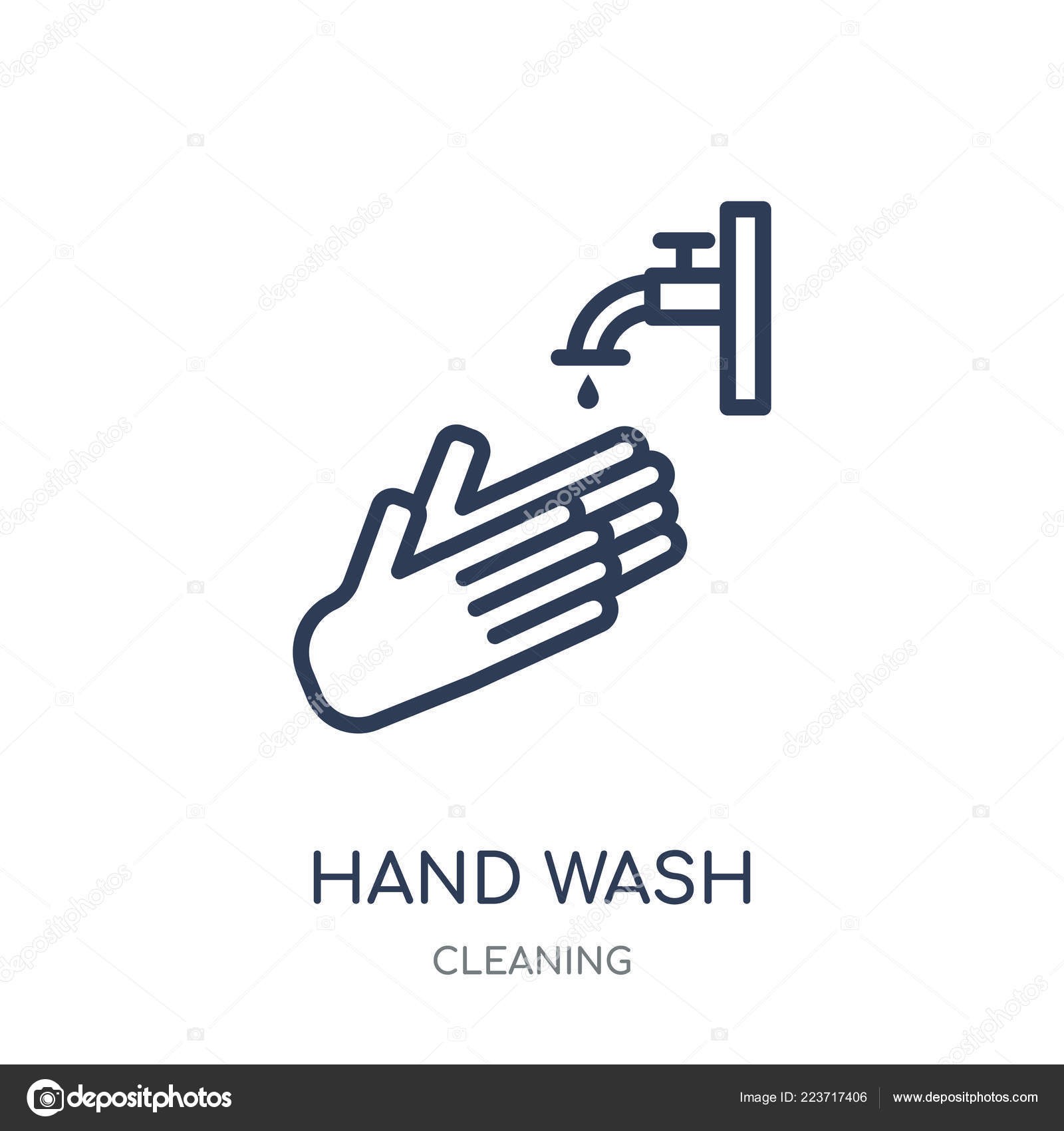 Hand Wash Icon Hand Wash Linear Symbol Design Cleaning Collection Stock ...