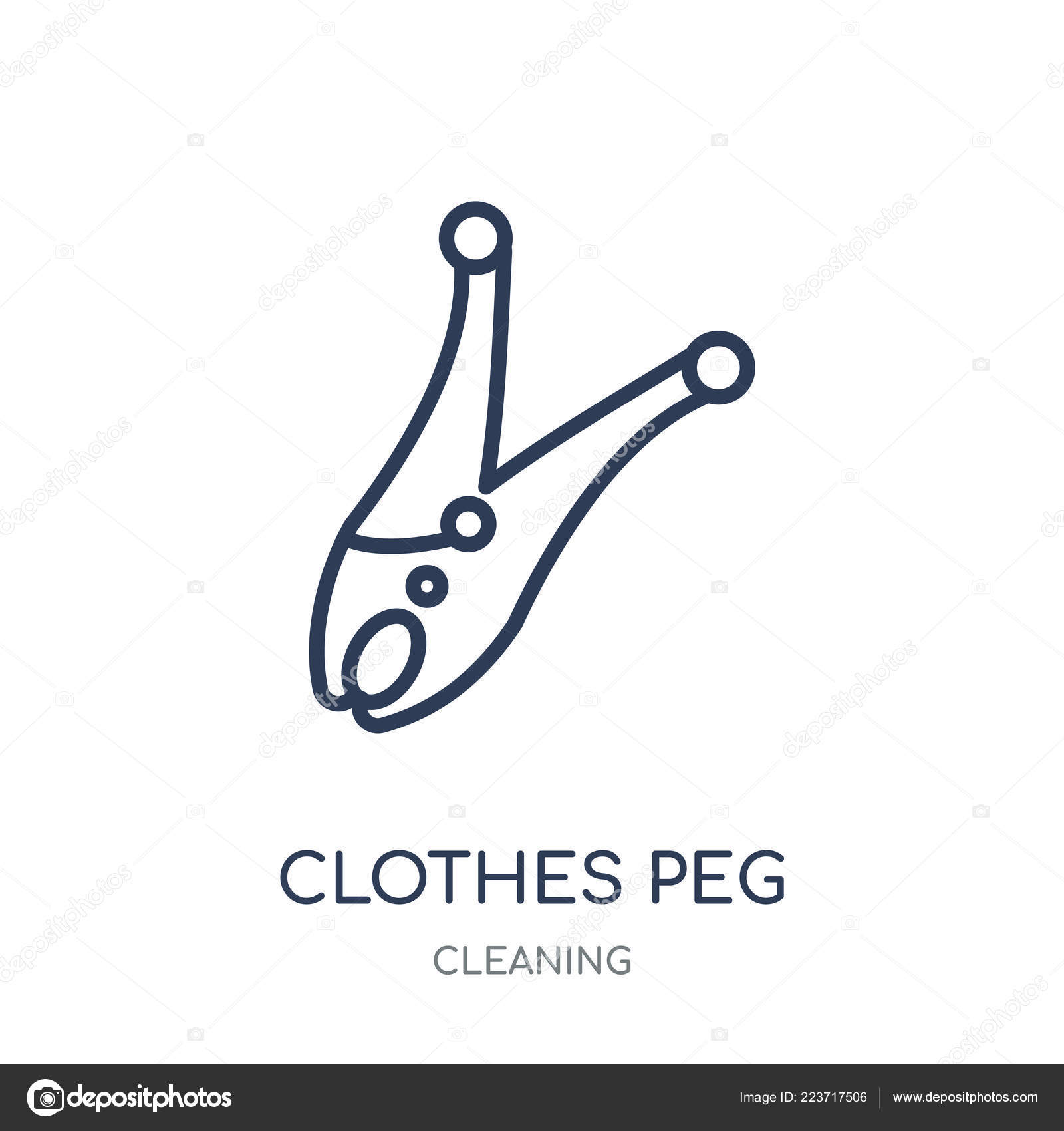 Clothes Peg Icon Clothes Peg Linear Symbol Design Cleaning Collection ...