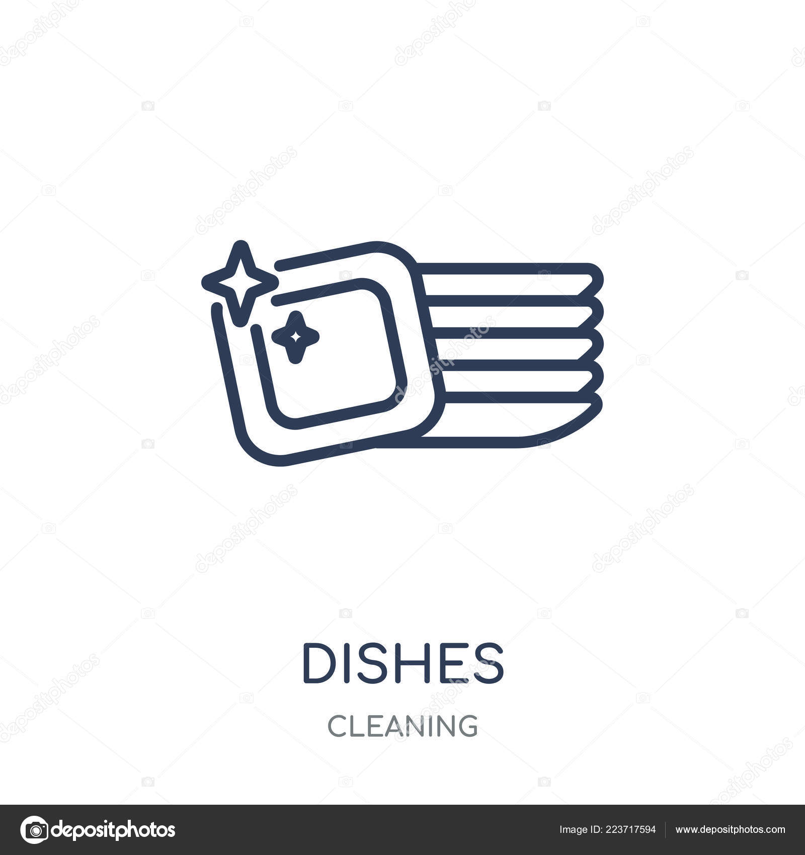 Dishes Icon Dishes Linear Symbol Design Cleaning Collection Simple ...
