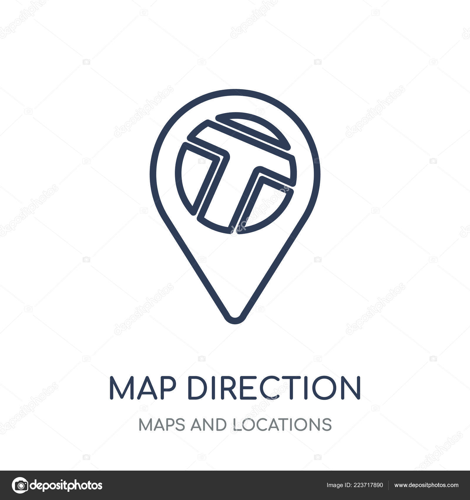 Icono Dirección Del Mapa Mapa Dirección Diseño Símbolo Lineal Mapas ...