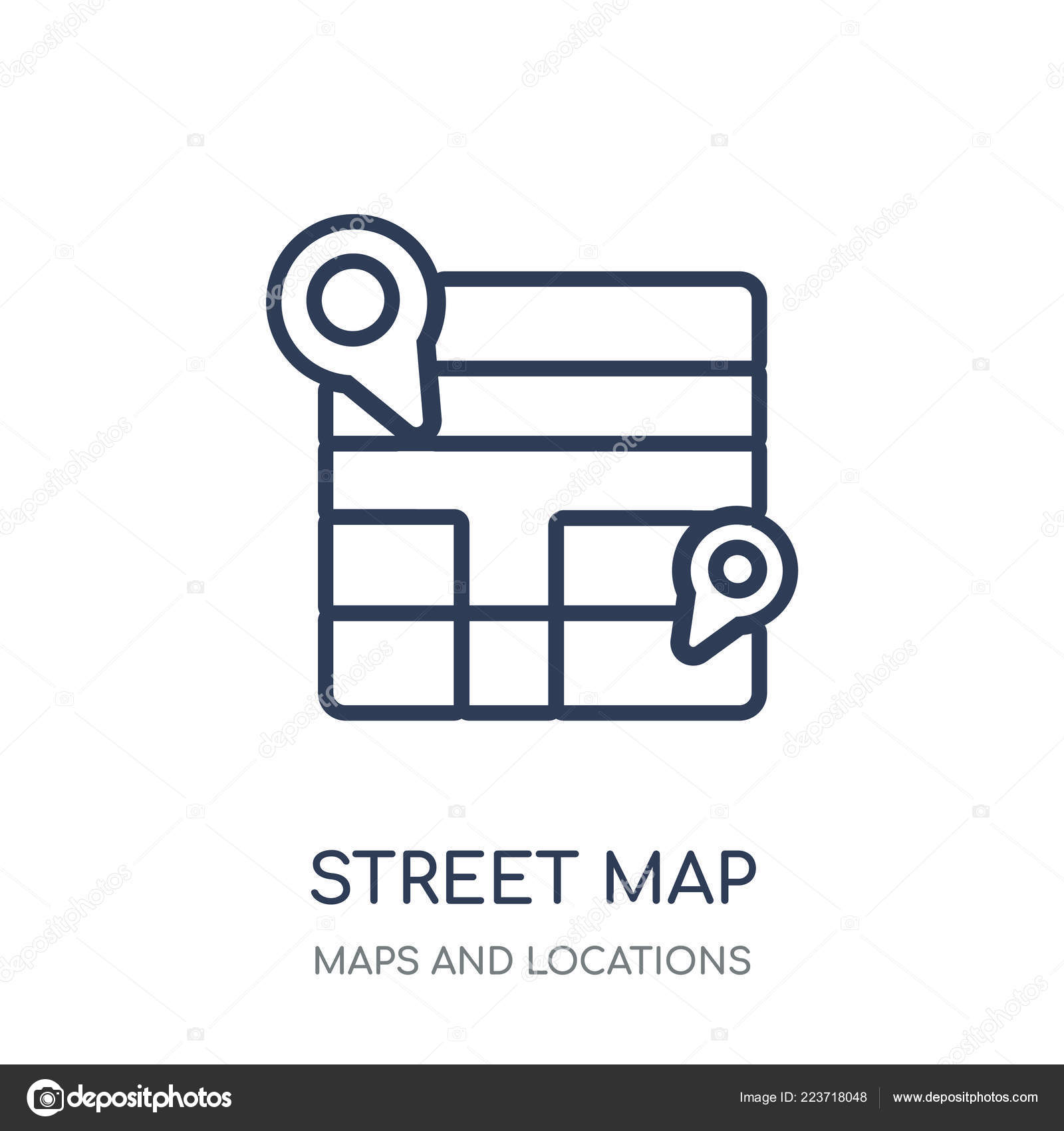 Gatan Kartikon Gatan Karta Linjär Symbol Design Från Kartor Och ...