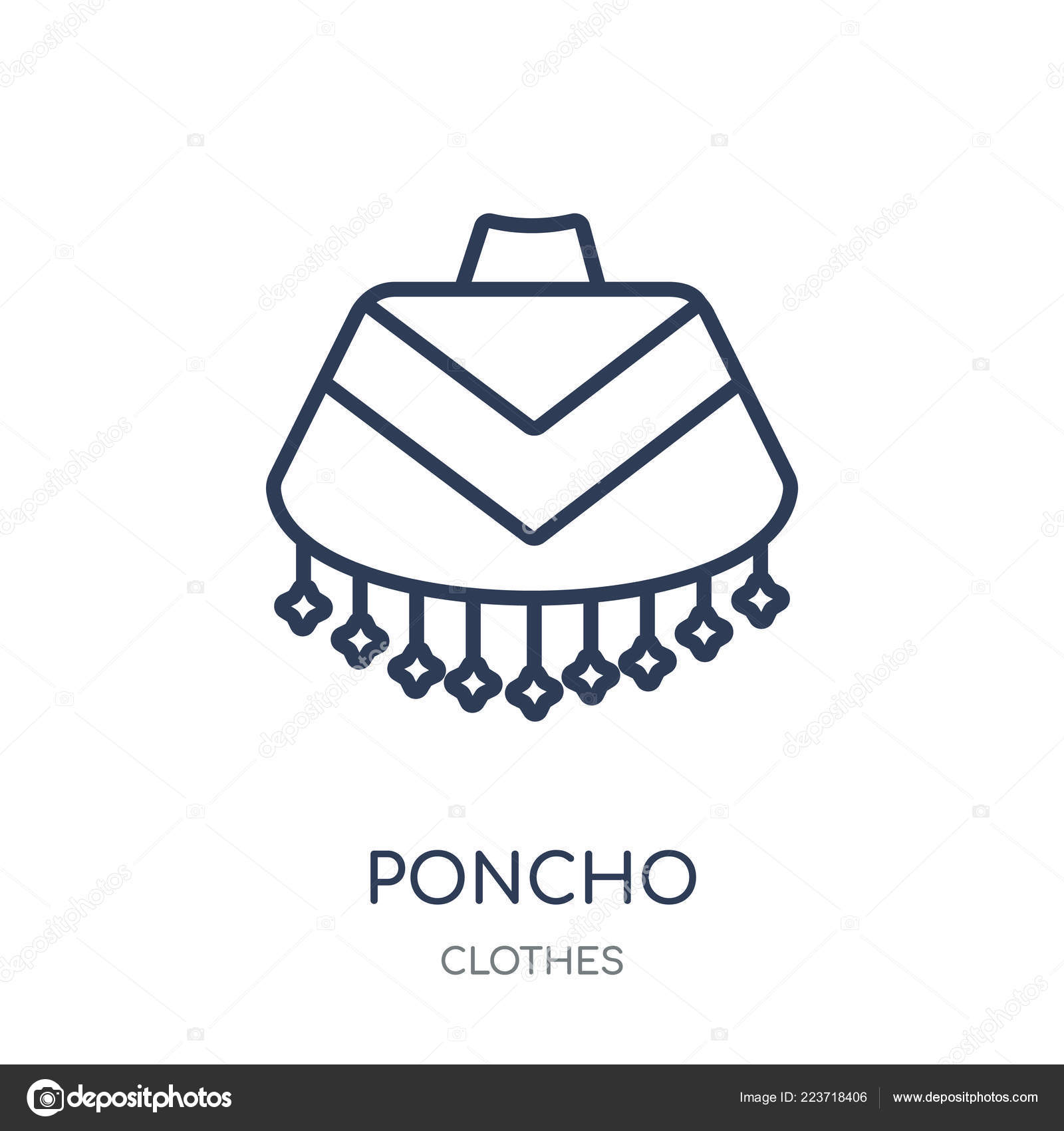 Poncho Icon Poncho Linear Symbol Design Clothes Collection Simple ...