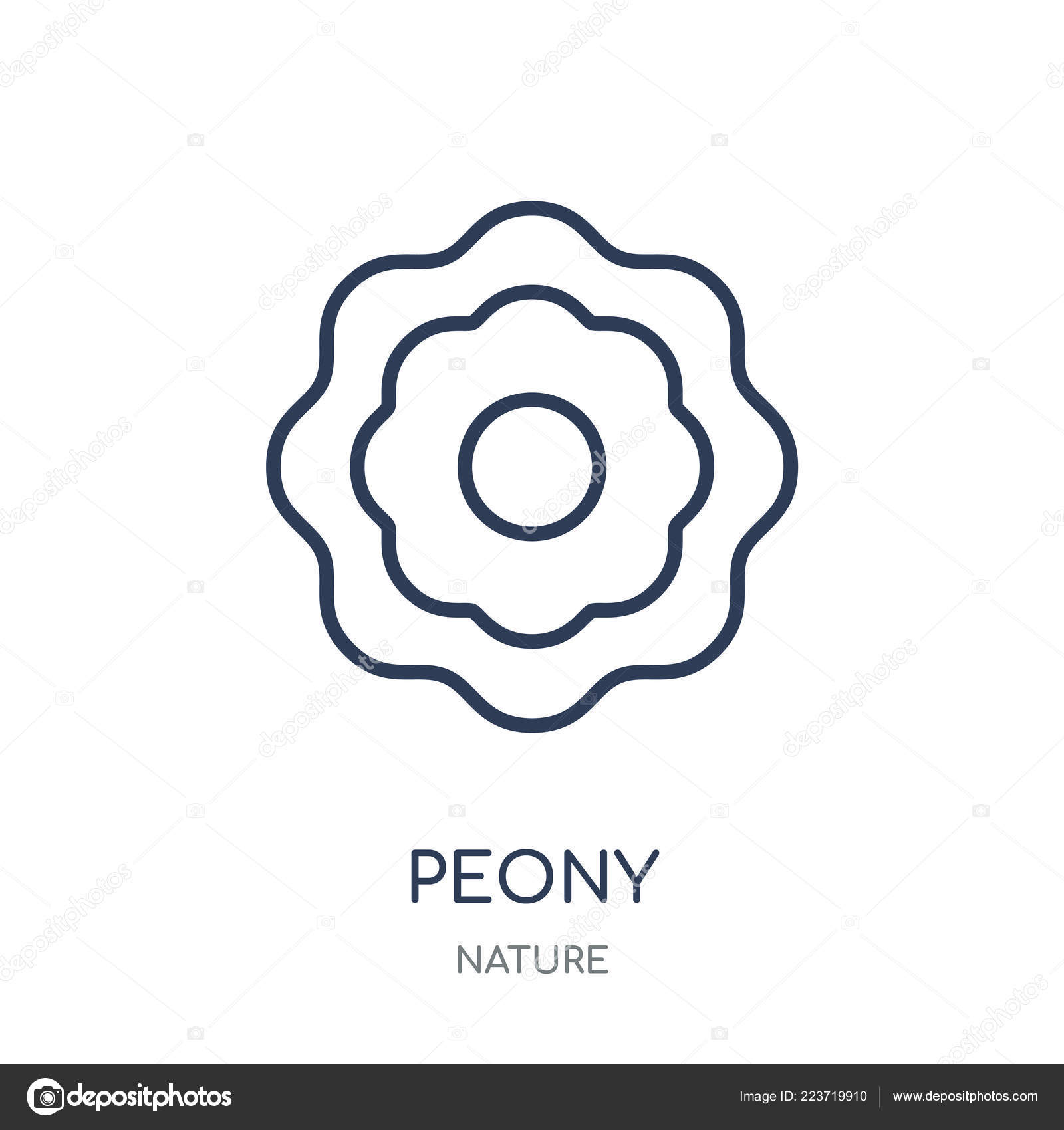 Peony Icon Peony Linear Symbol Design Nature Collection Simple Outline ...