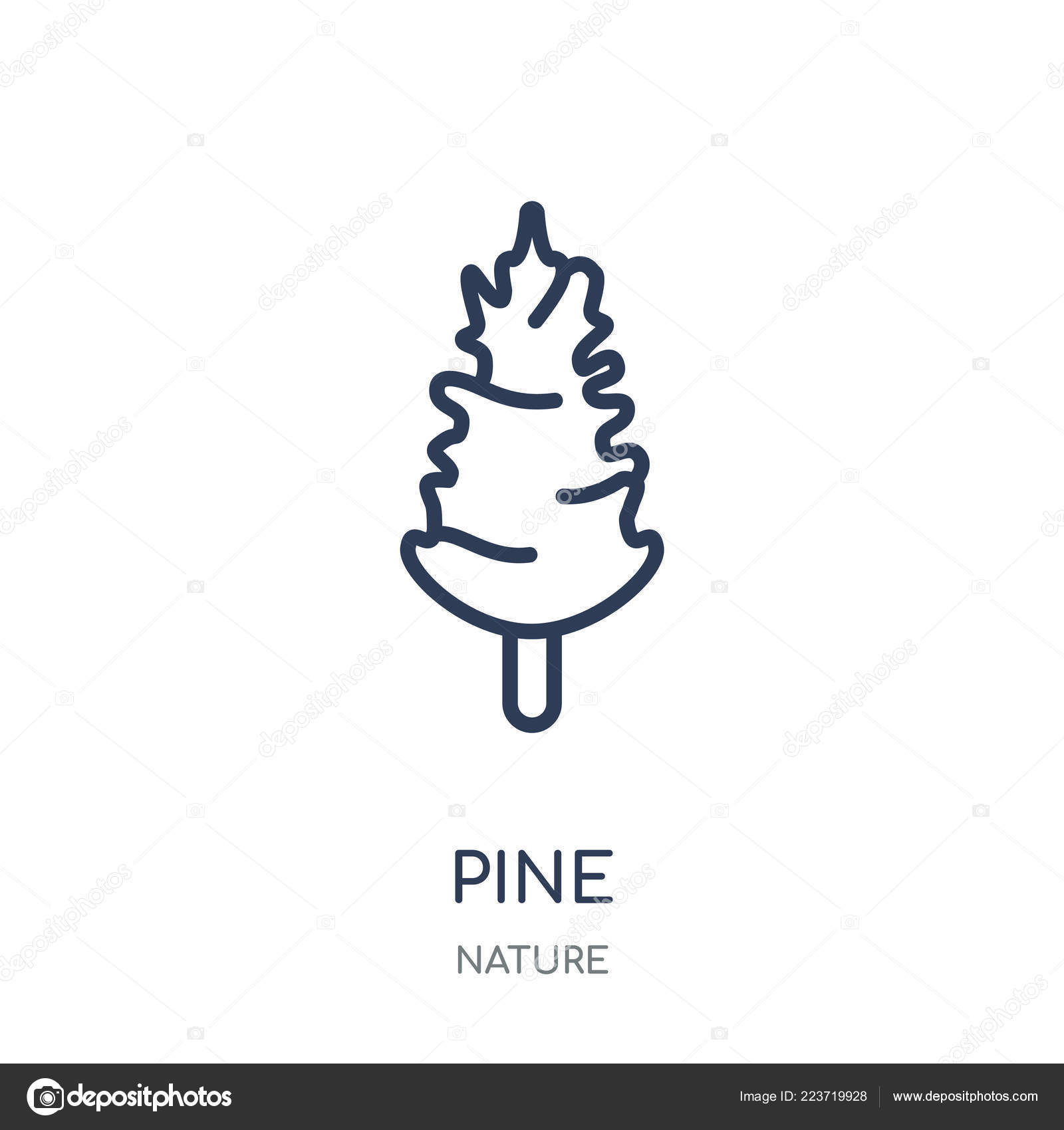 Pine Icon Pine Linear Symbol Design Nature Collection Simple Outline ...