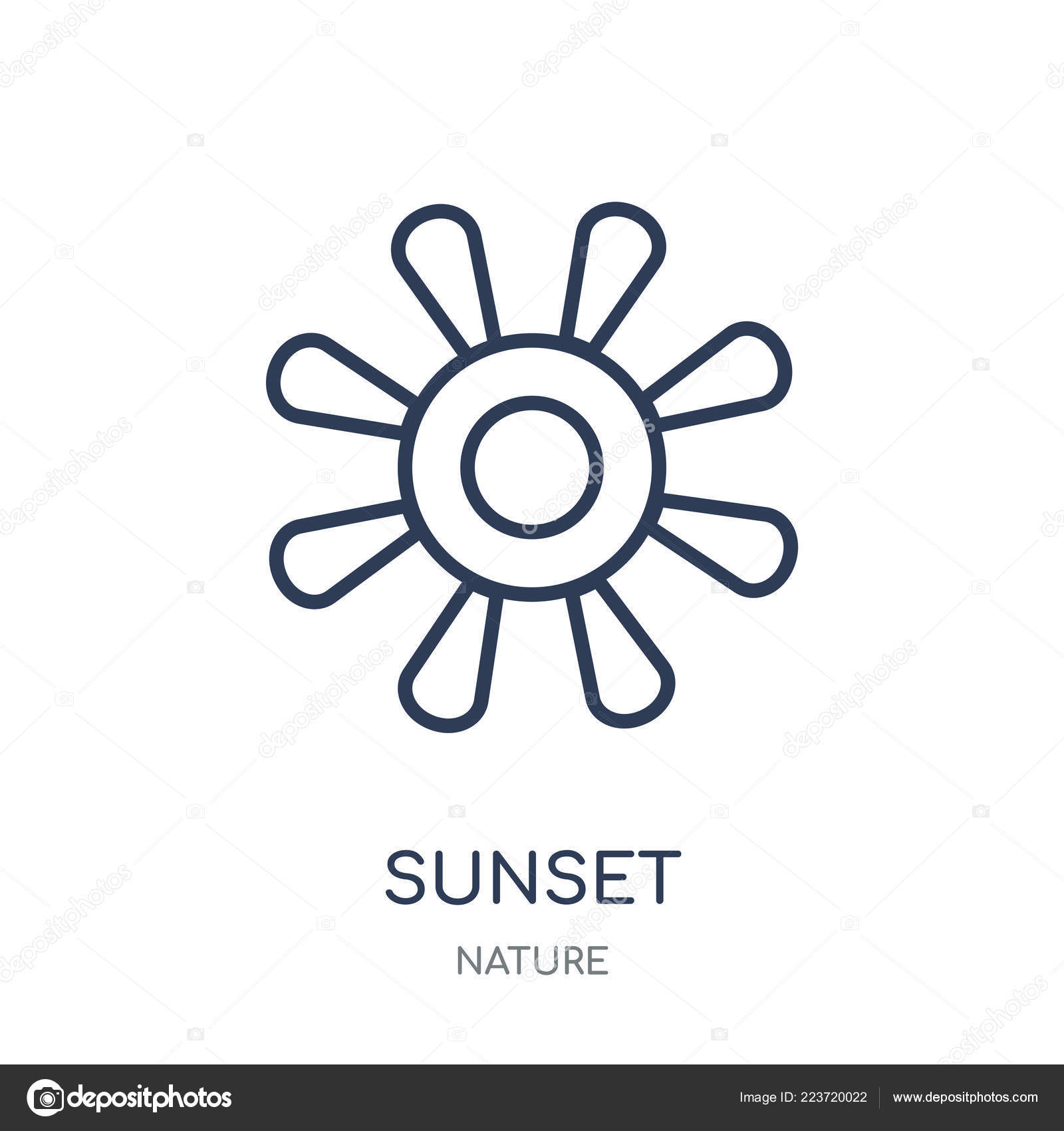 Sunset Icon Sunset Linear Symbol Design Nature Collection Simple ...