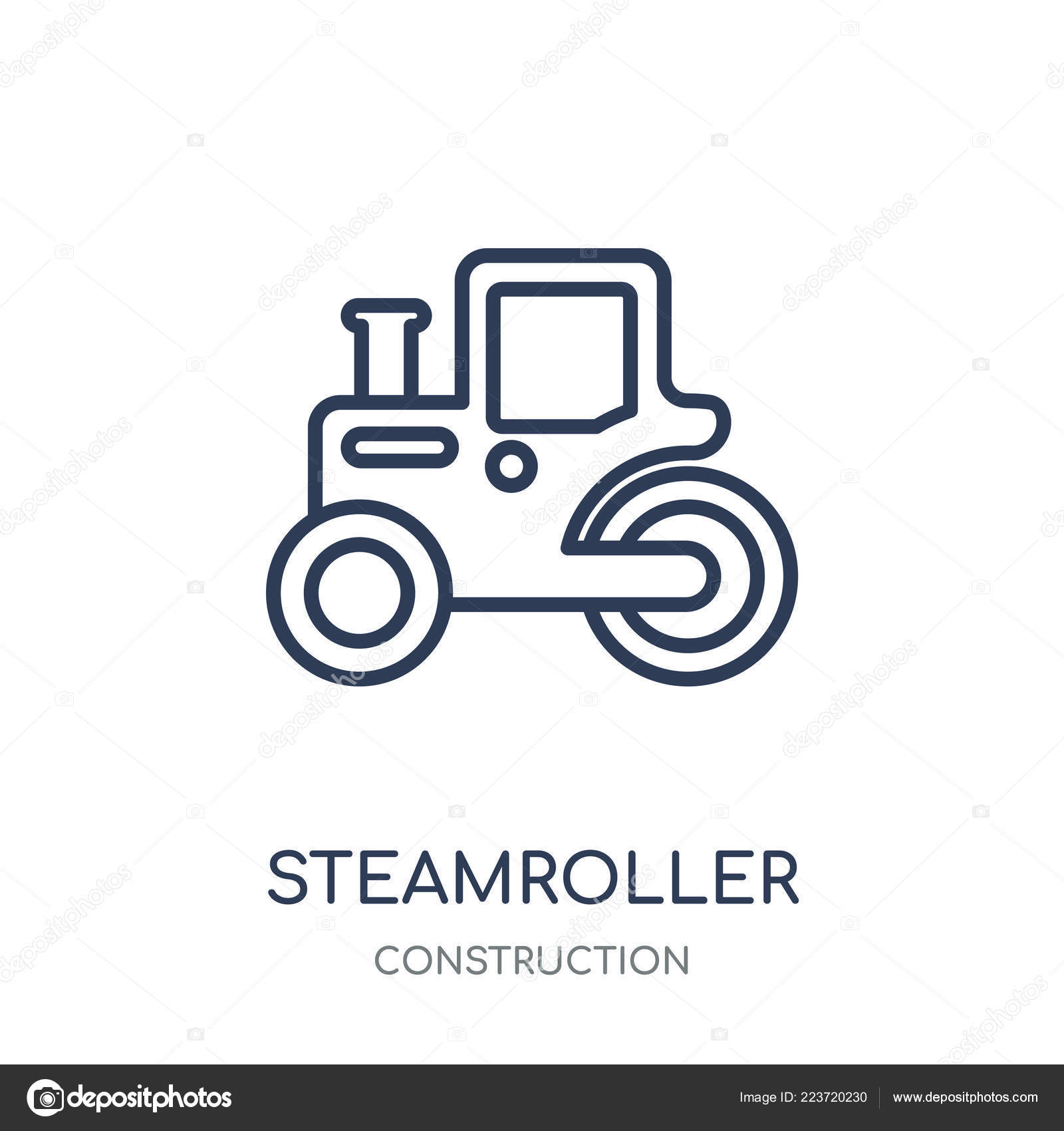 Steamroller Icon Steamroller Linear Symbol Design Construction ...