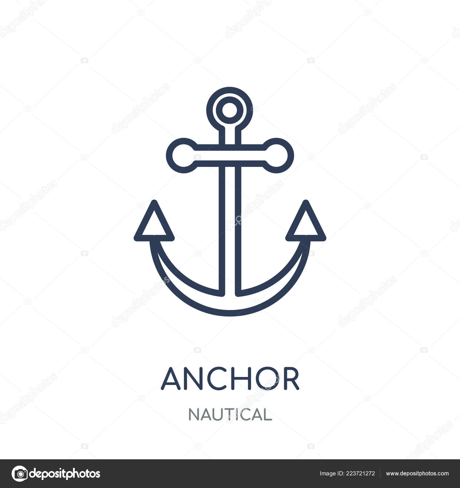 Anchor Icon Anchor Linear Symbol Design Nautical Collection Simple ...