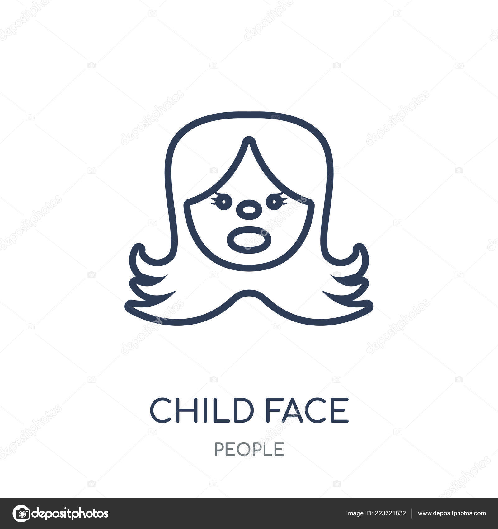 Child Face Icon Child Face Linear Symbol Design People Collection Stock ...