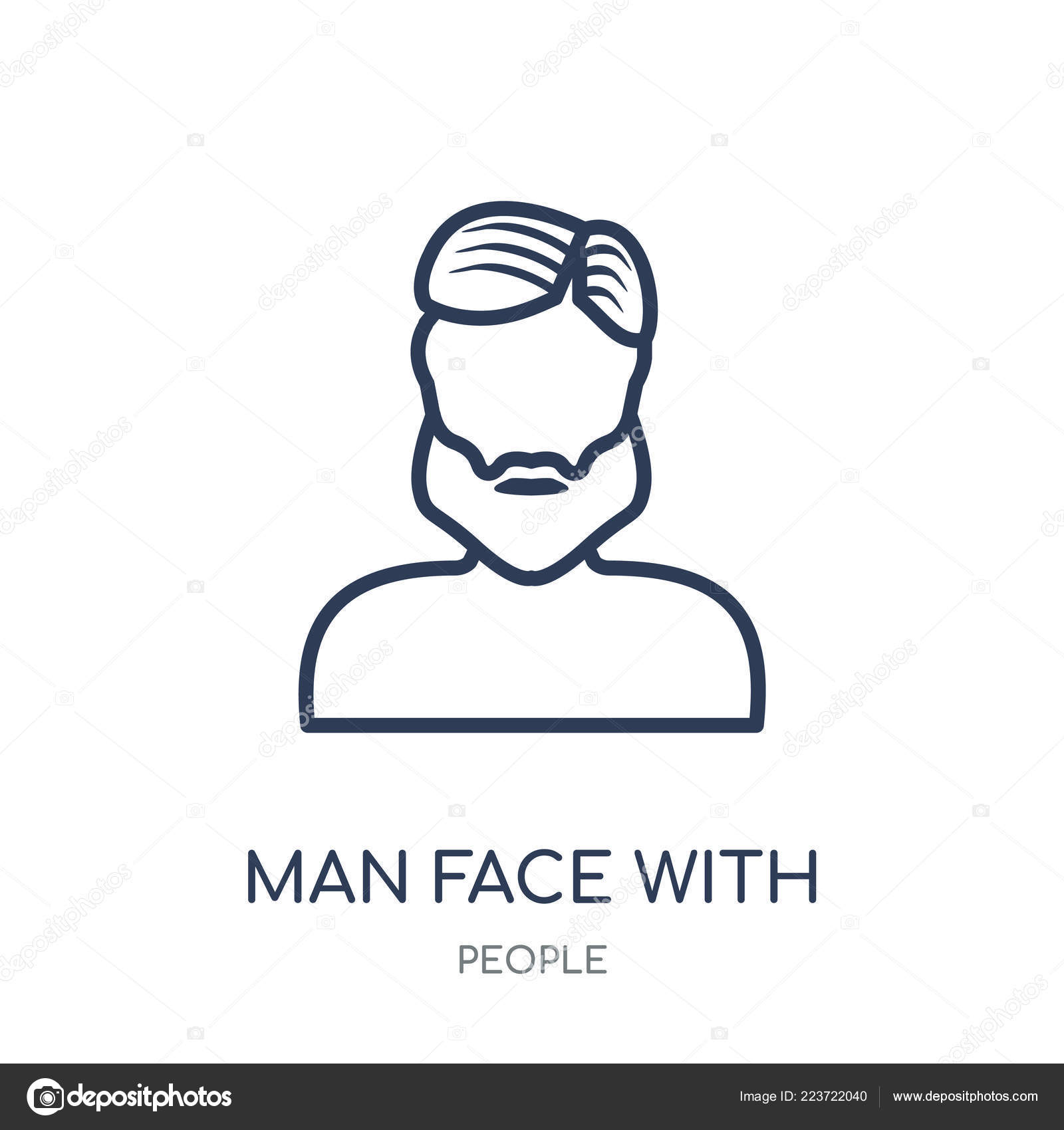 Man Face Beard Icon Man Face Beard Linear Symbol Design Stock Vector by ...