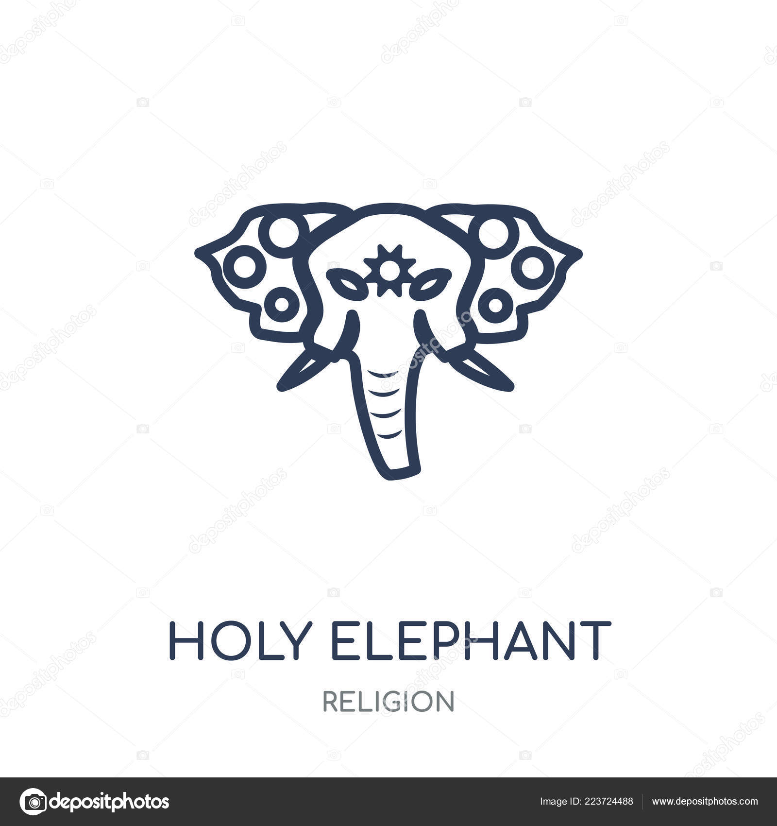 Holy Elephant Icon Holy Elephant Linear Symbol Design Religion ...