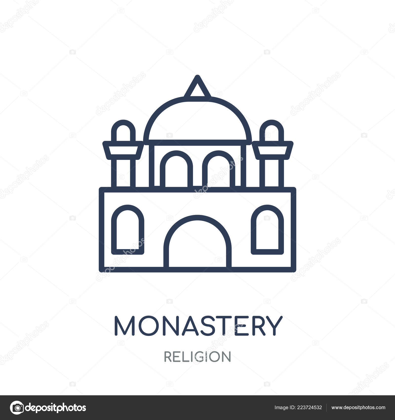 Monastery Icon Monastery Linear Symbol Design Religion Collection ...