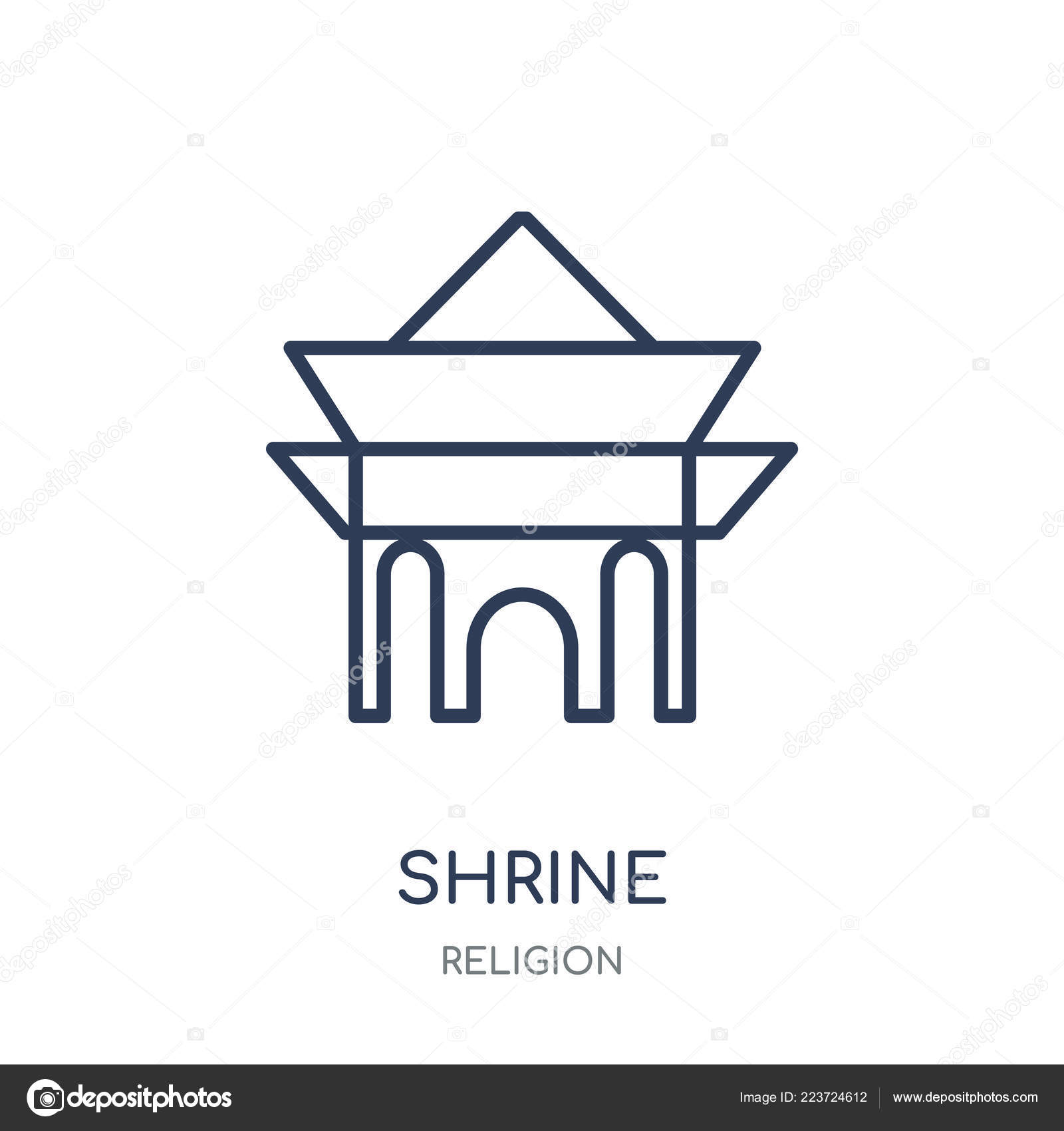 Shrine Icon Shrine Linear Symbol Design Religion Collection Simple ...