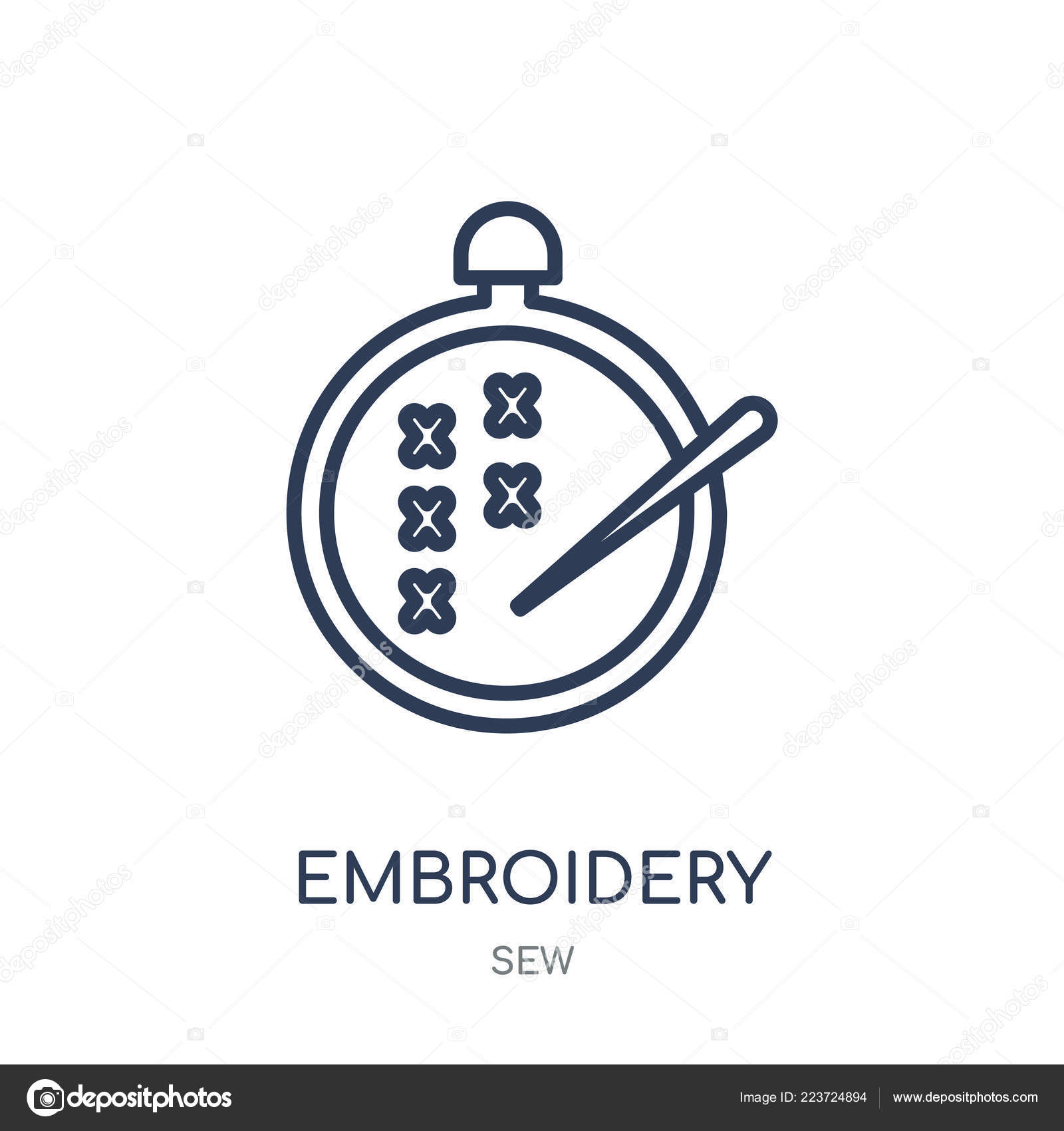 Embroidery Icon Embroidery Linear Symbol Design Sew Collection Simple ...