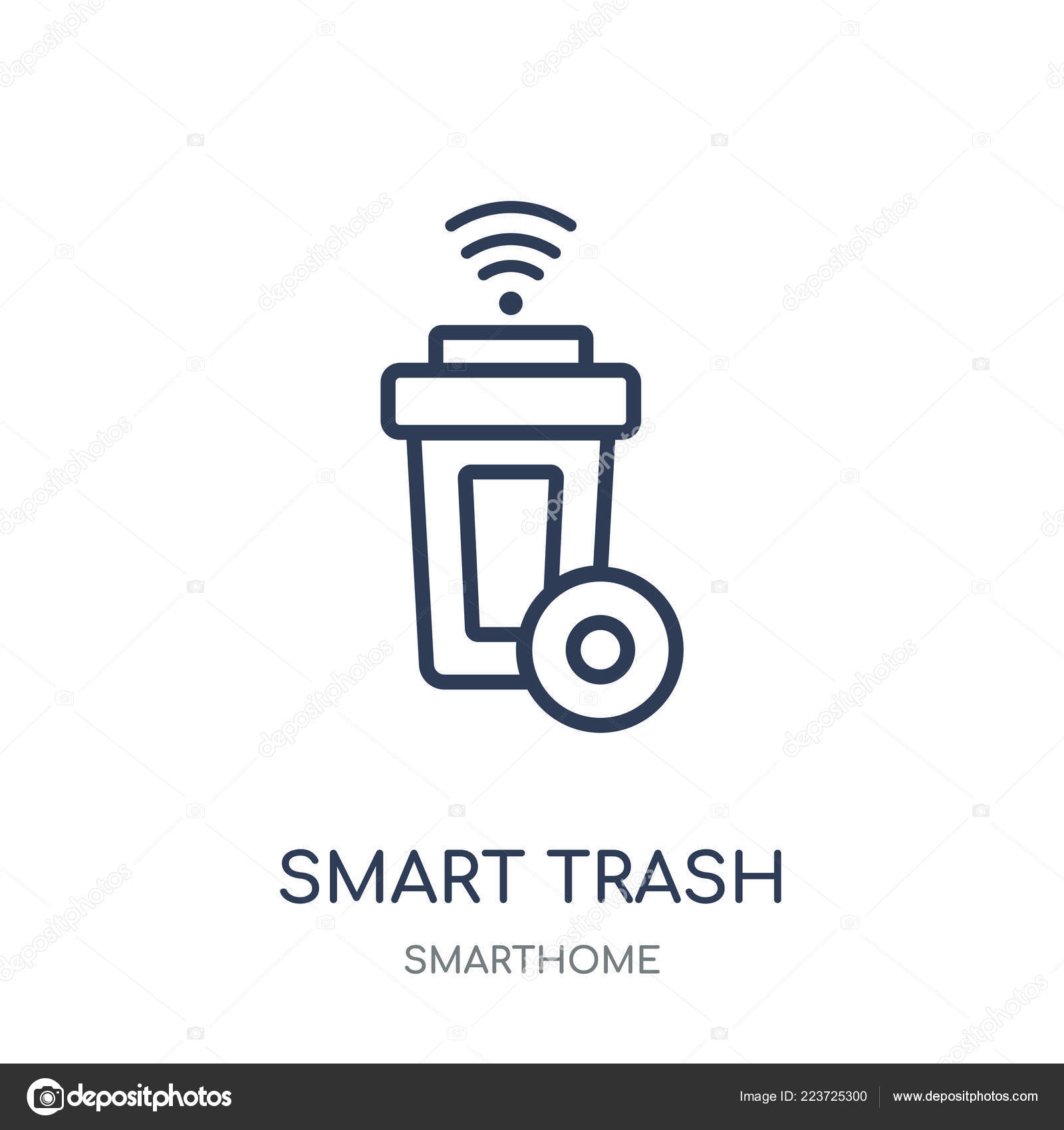 Smart Trash Icon Smart Trash Linear Symbol Design Smarthome Collection ...