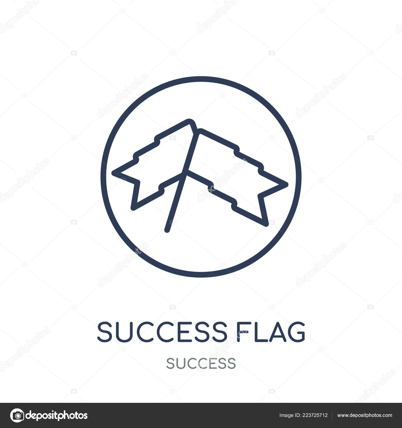 Icono Bandera Del Éxito Diseño Símbolo Lineal Success Flag Colección ...