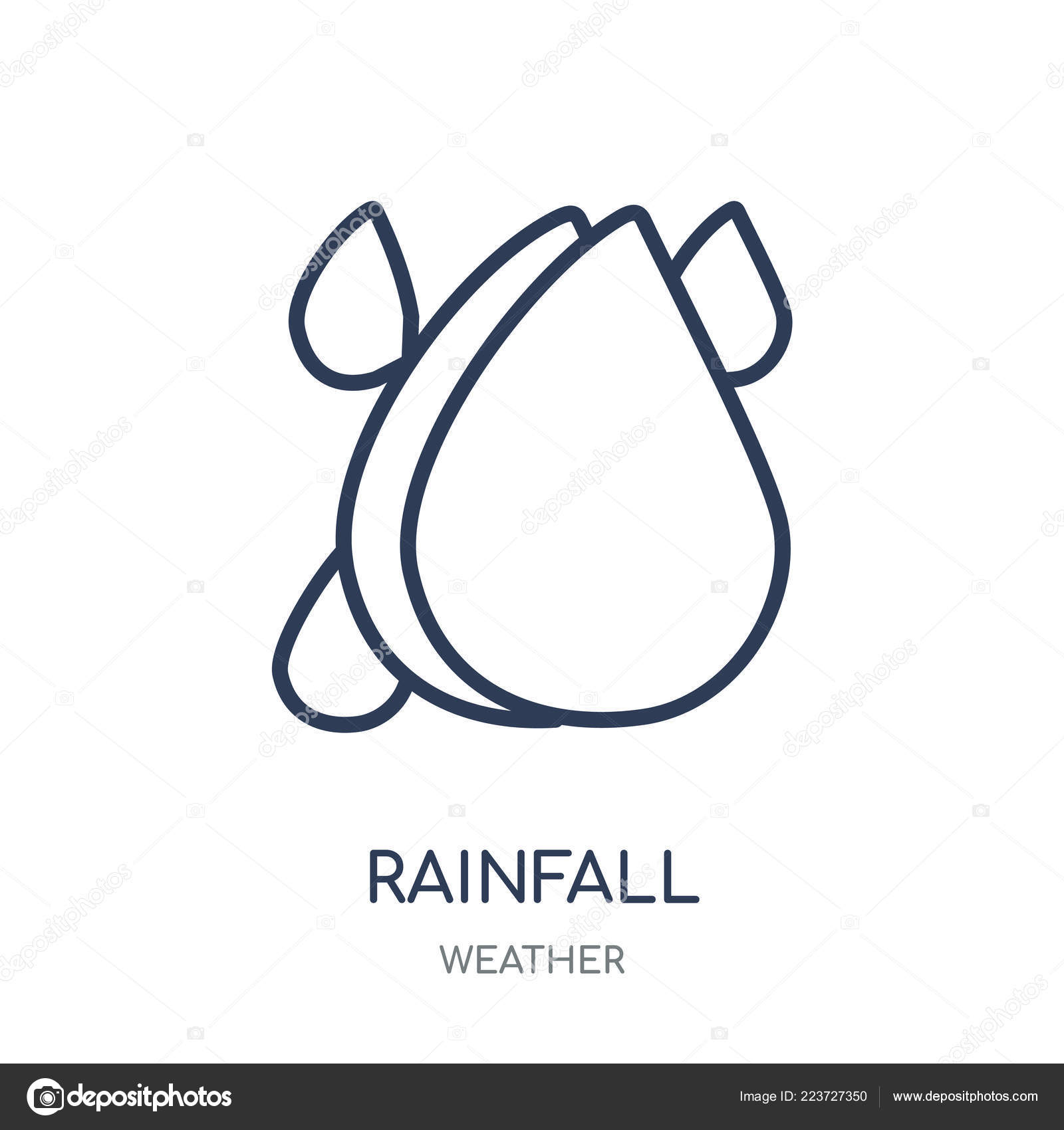 Rainfall Icon Rainfall Linear Symbol Design Weather Collection Simple ...