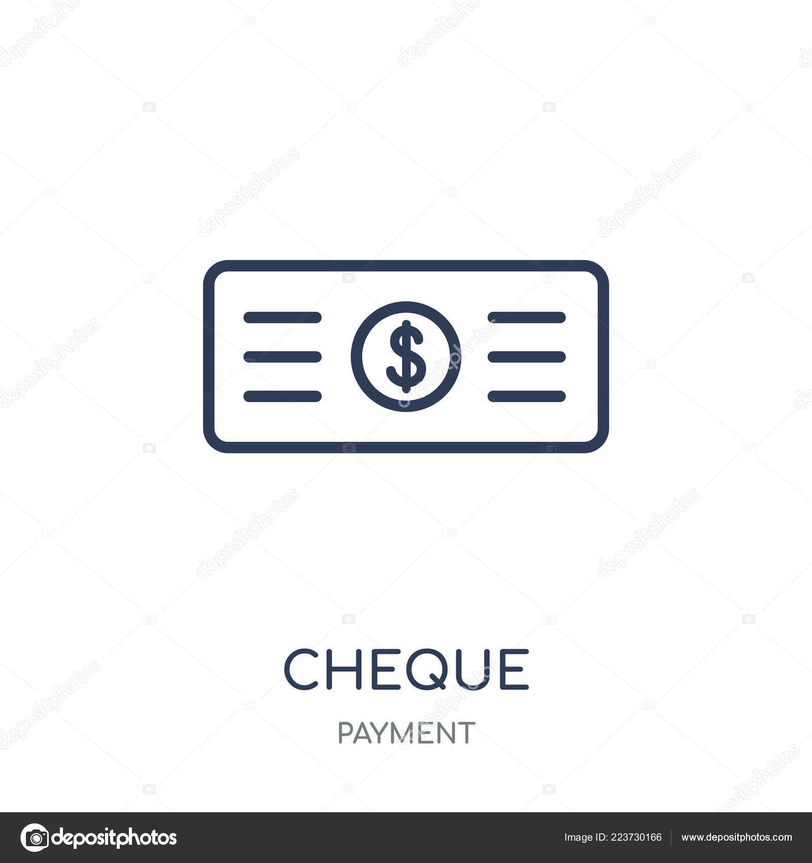 Cheque Icon Cheque Linear Symbol Design Payment Collection Simple ...